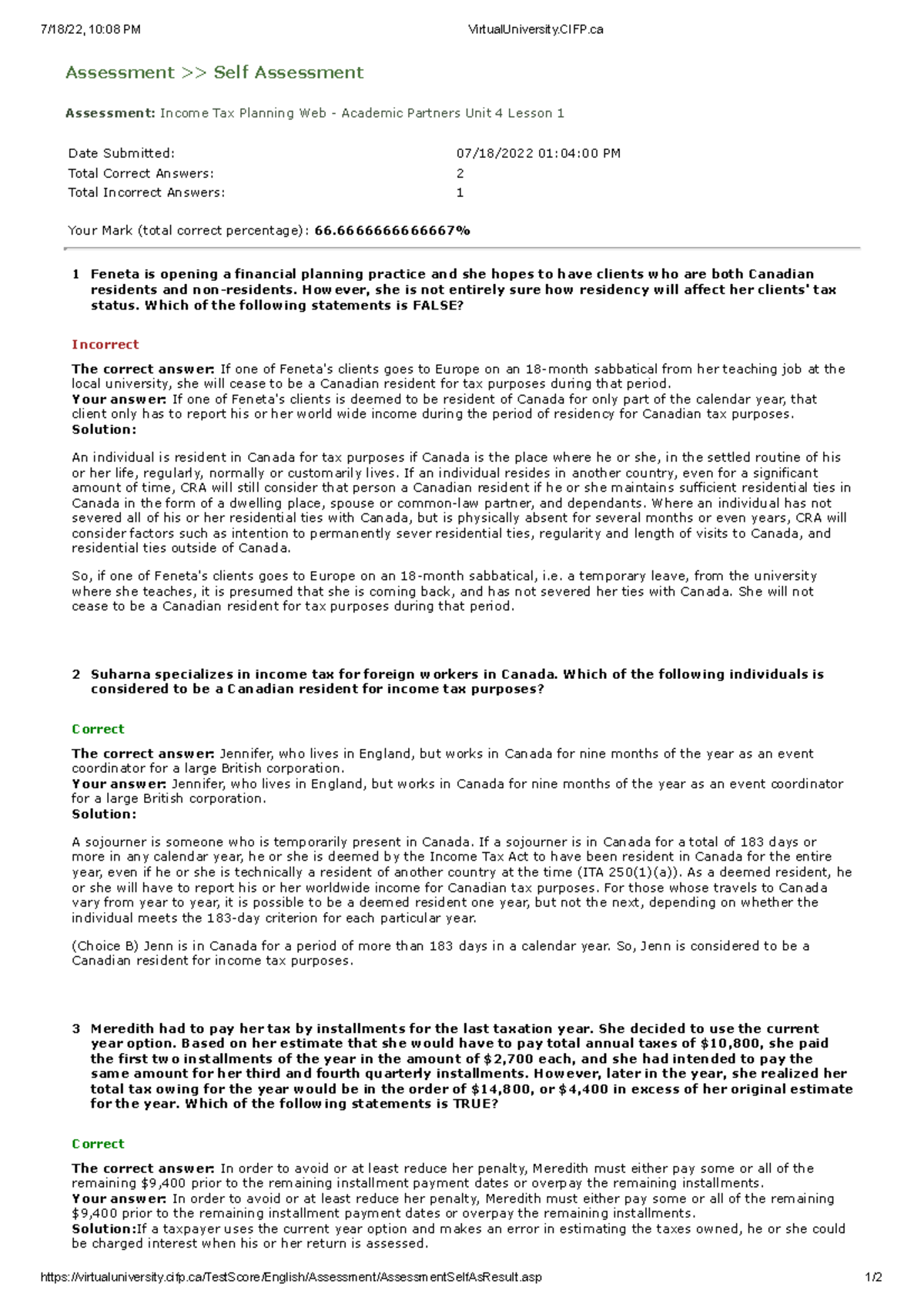 Unit 4-6 Self assessment - Assessment >> Self Assessment Assessment: Income Tax Planning Web ...