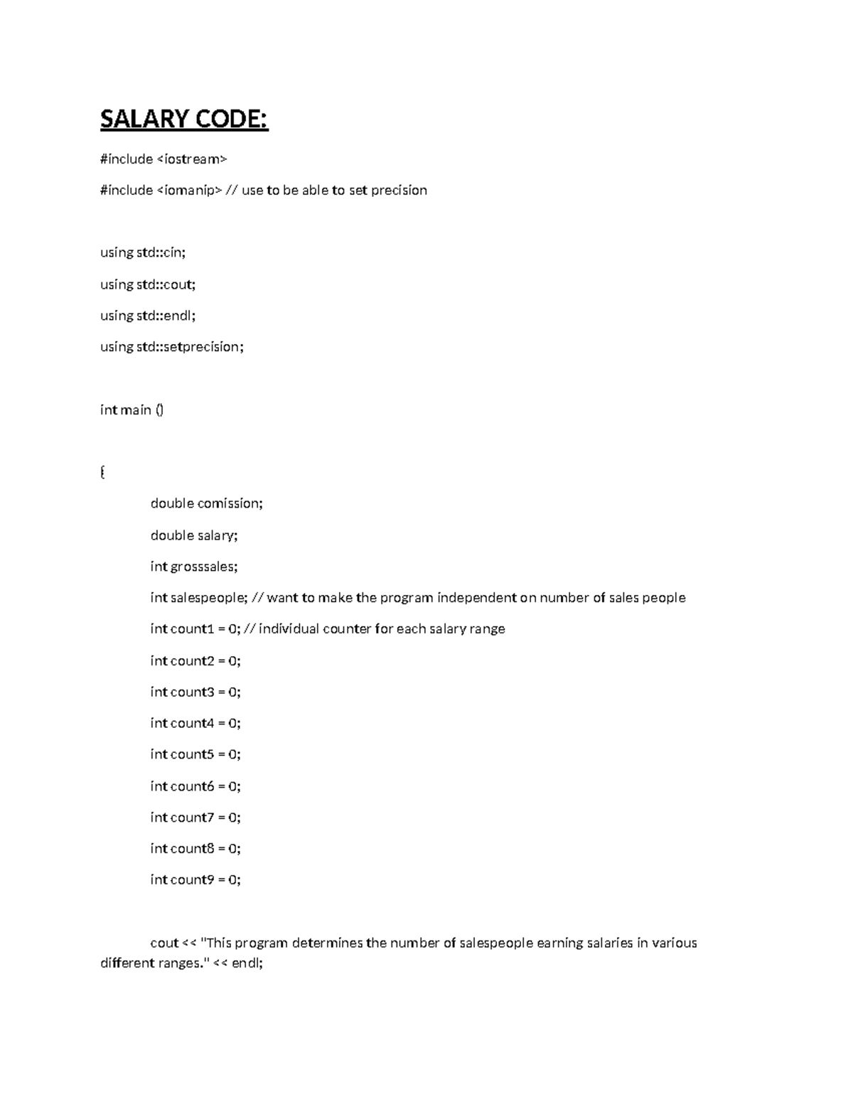 Employee Salary Code - SALARY CODE: #include #include // use to be ...