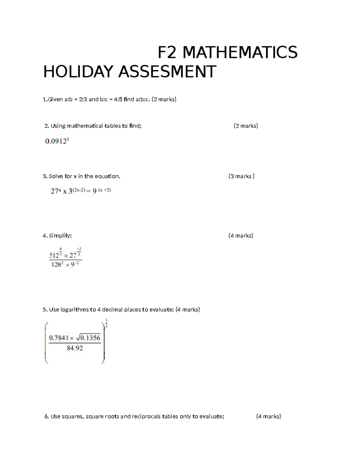 F2 Mathematics - Summary Fathers of Nations - F2 MATHEMATICS HOLIDAY ...