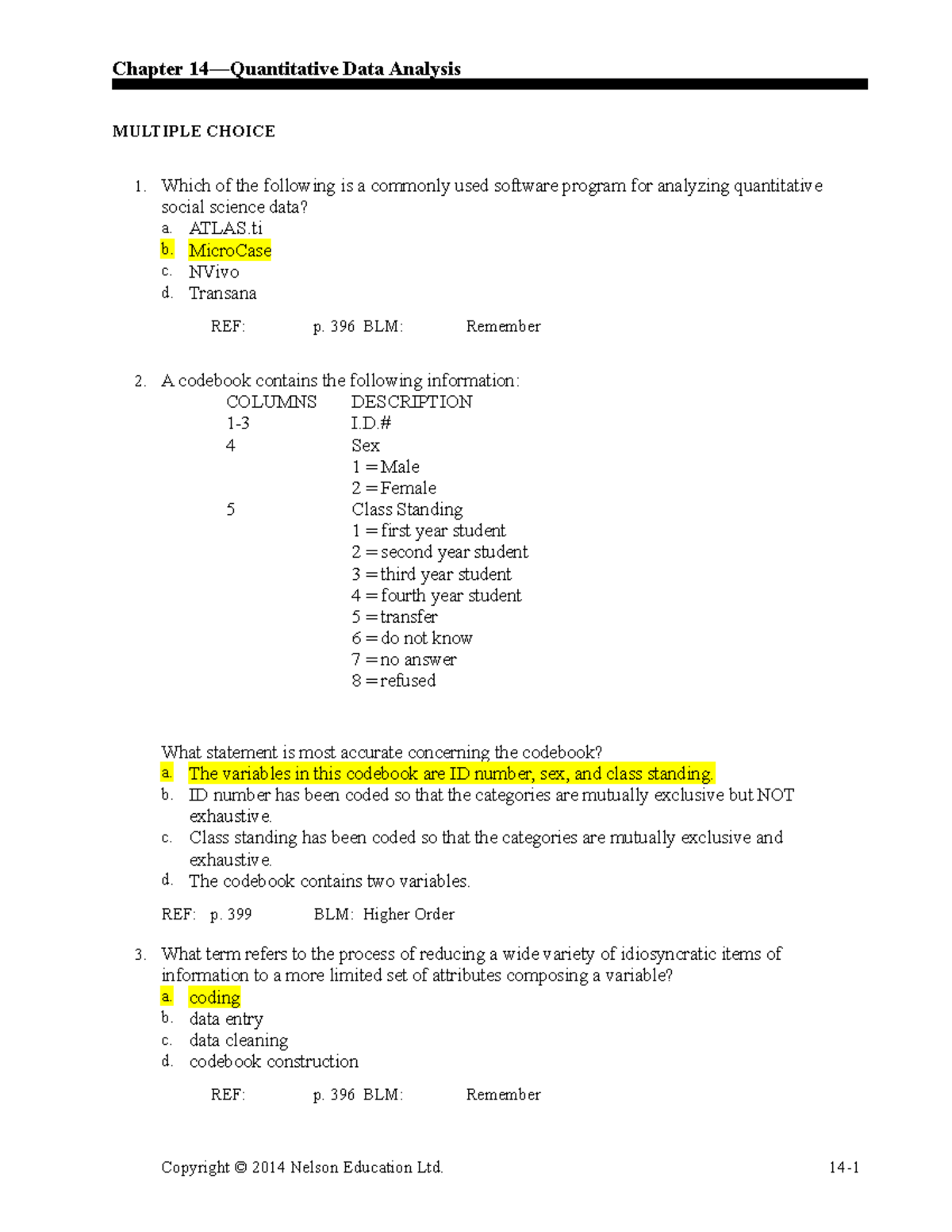Chapter 14 review quiz questions - Chapter 14—Quantitative Data ...