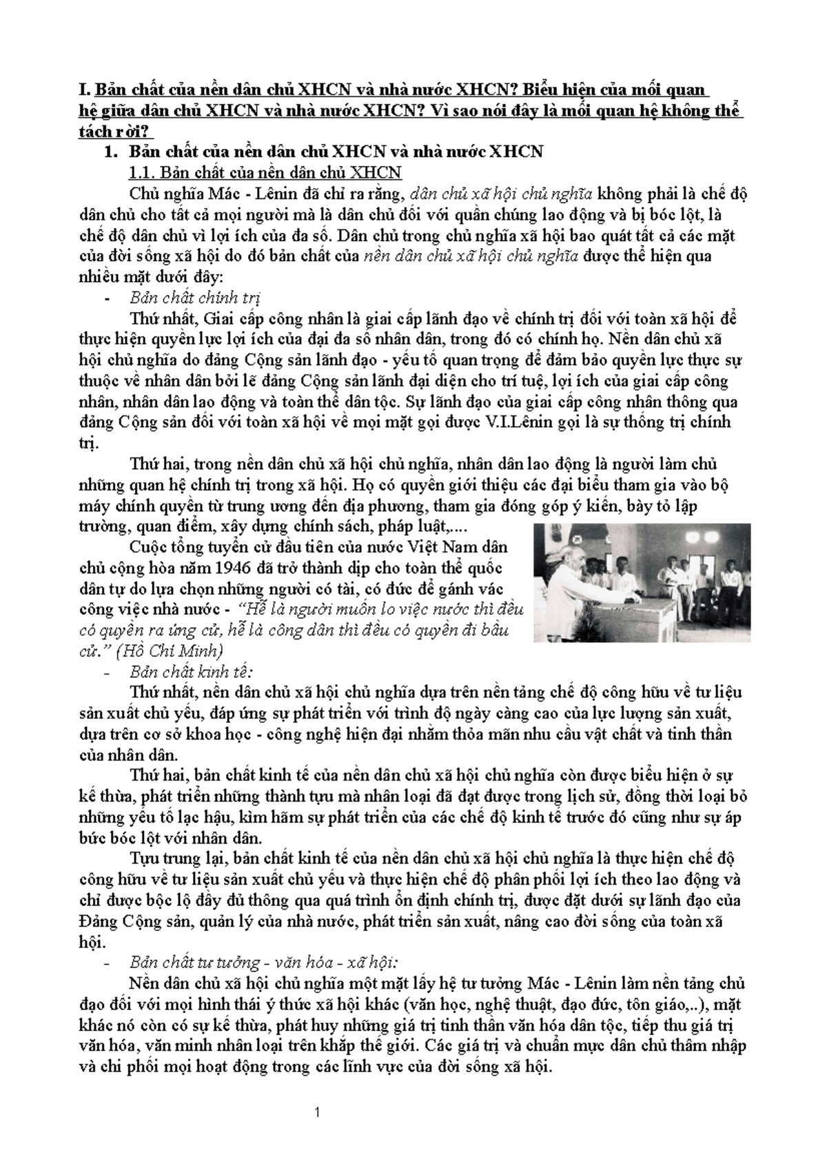 BÀI THI KẾT THÚC HỌC PHẦN MÔN CHỦ NGHĨA XÃ HỘI KHOA HỌC - I. Bản chất ...