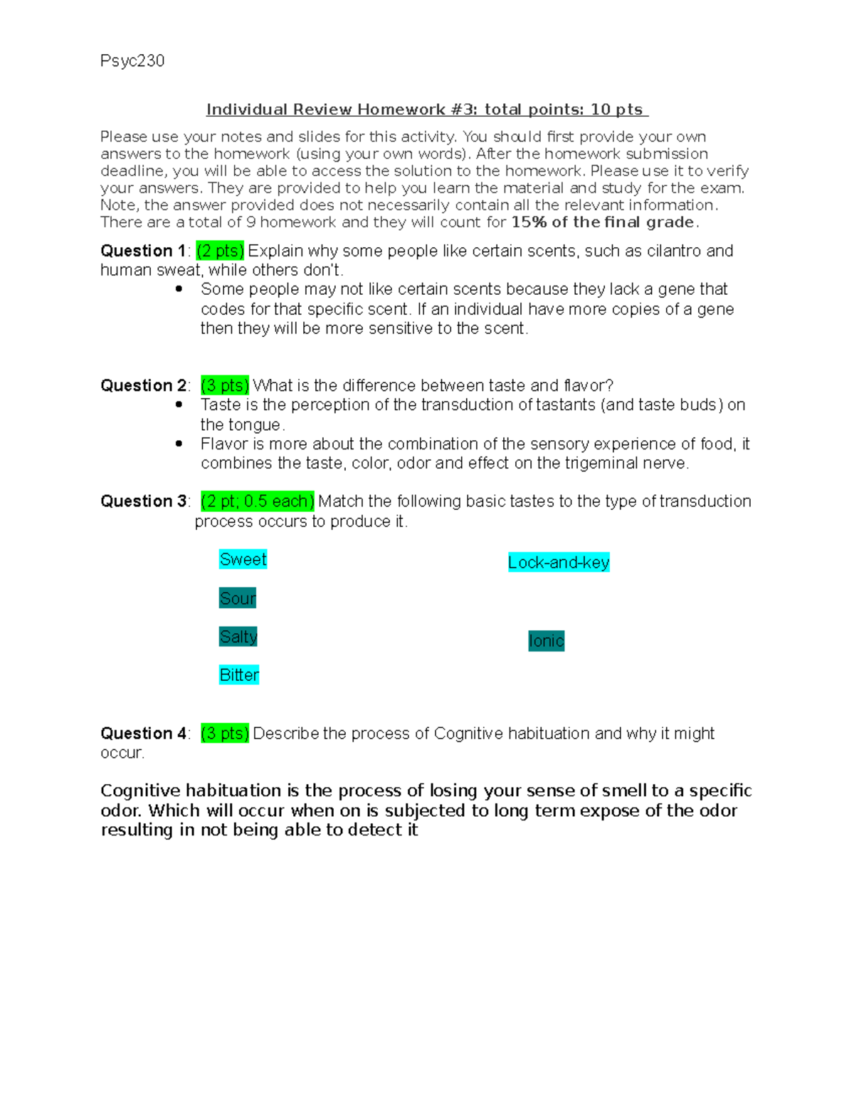 Individual Review Homework #3 for Students (C) - Psyc Individual Review ...