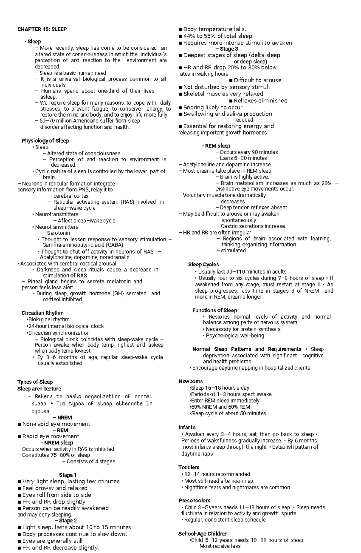 Chapter-45- Sleep - Nursing Notes Modules - CHAPTER 45: SLEEP Sleep ...