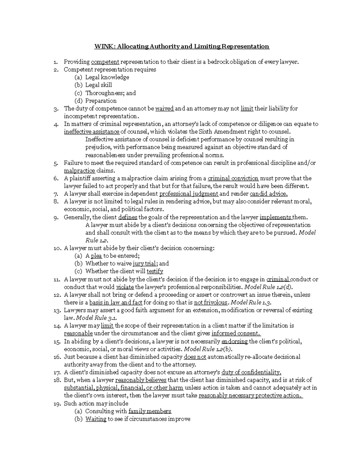 WINK Allocating Authority and Limiting Representation - WINK ...