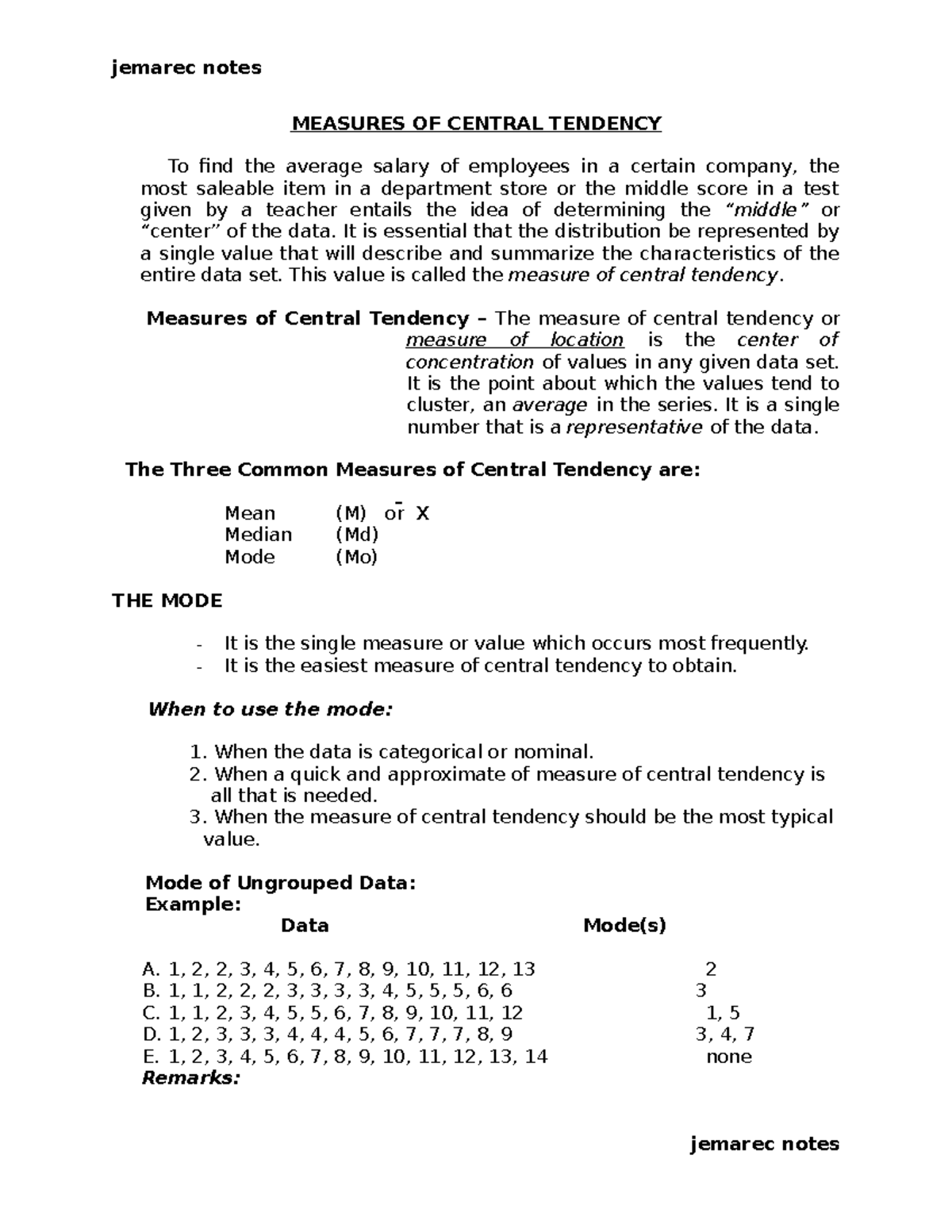 Measures OF Central Tendency - The Mode( Statistics and Probability ...