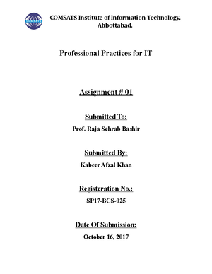 Assignment 4 PPIT - Case Study - CSC110 Professional Practiced For IT ...
