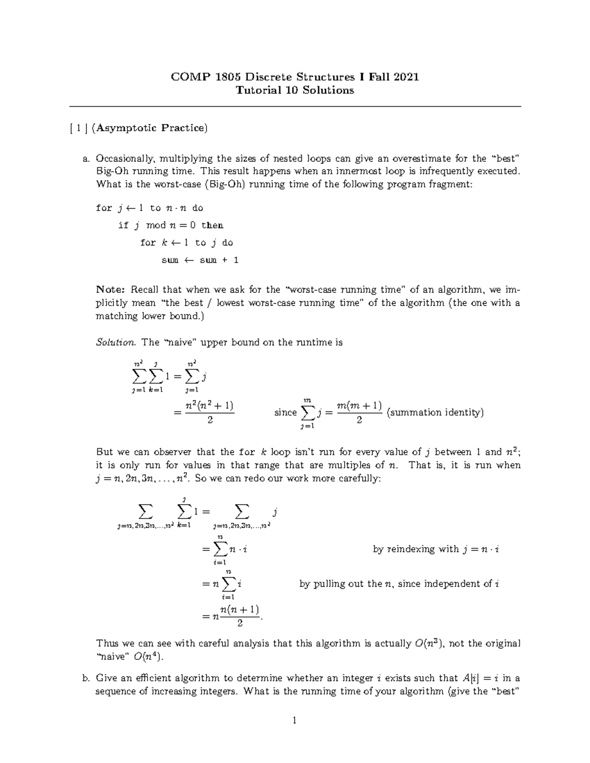Tut10s Tutorial 10 With Lecture Notes Included Comp 1805 Discrete Structures I Fall 2021 2216