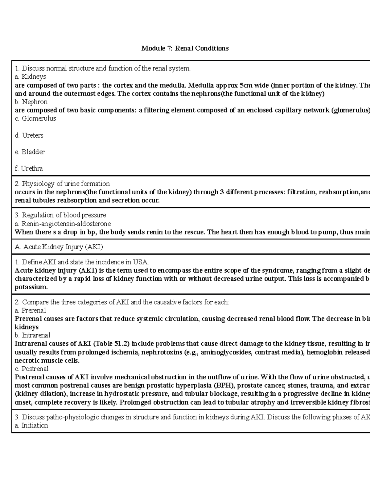 Exam3 Module 7 Renal Conditions - Module 7: Renal Conditions Discuss ...