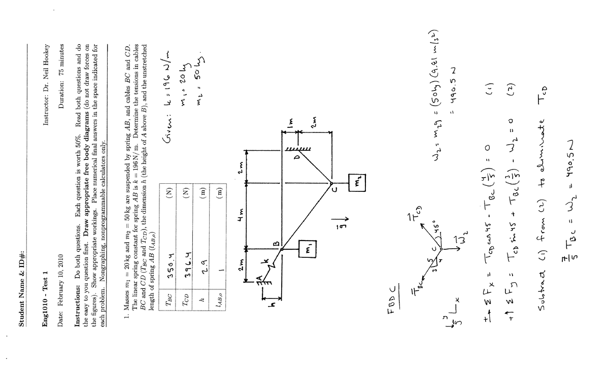 Test 1 W10 Engineering Statics - Engi 1010 - Studocu