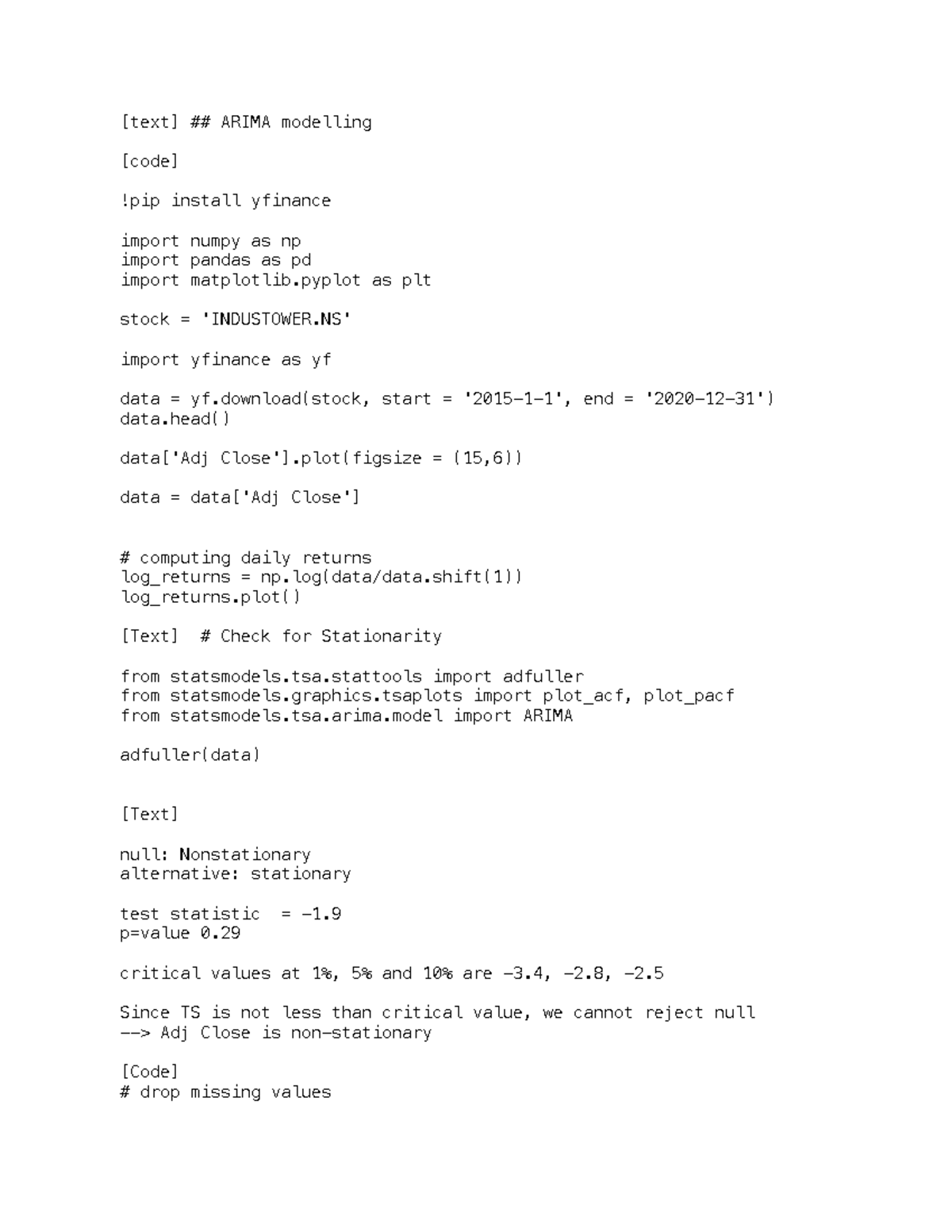 Arima midterm - practice - [text] ## ARIMA modelling [code] !pip ...
