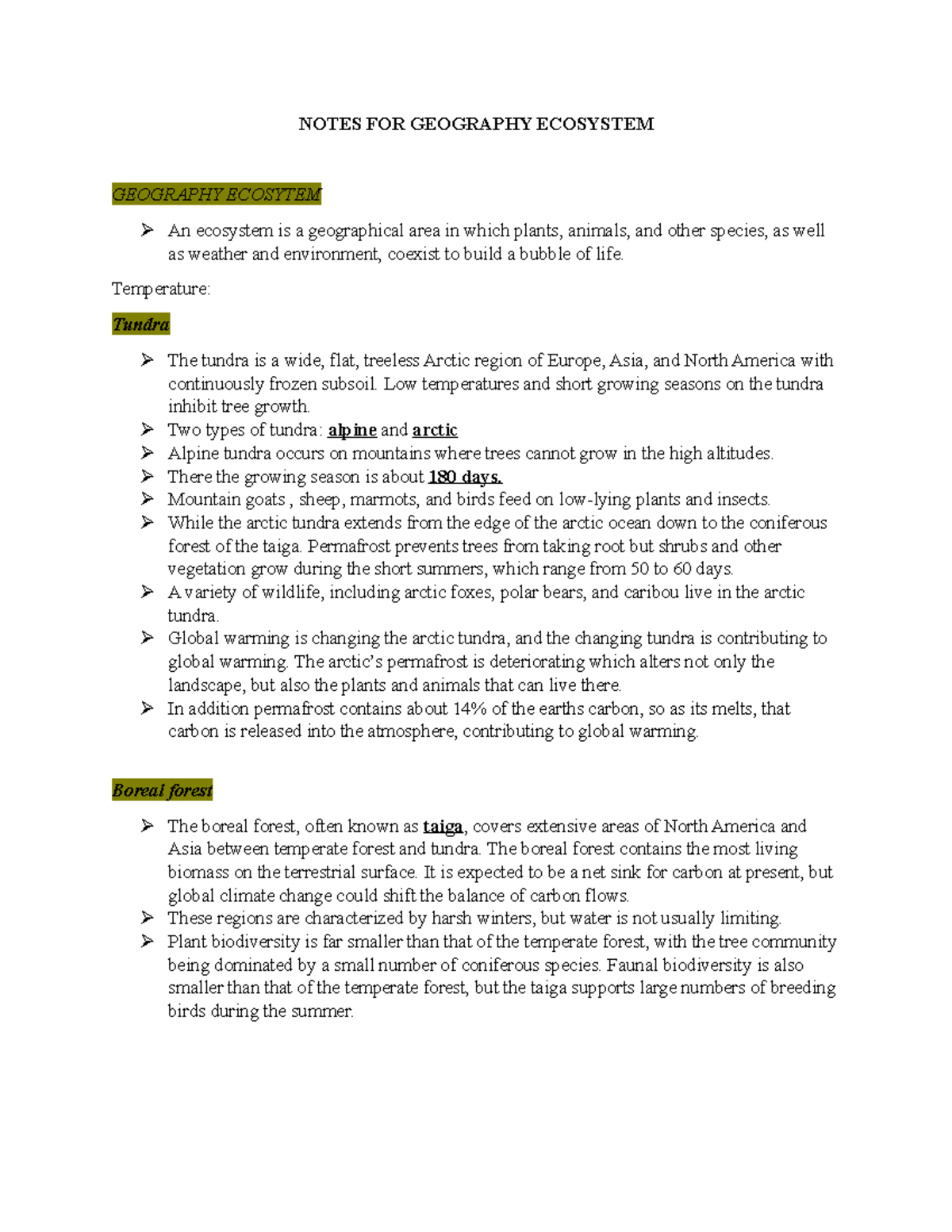 Notes FOR Geography Ecosystem - NOTES FOR GEOGRAPHY ECOSYSTEM GEOGRAPHY ...