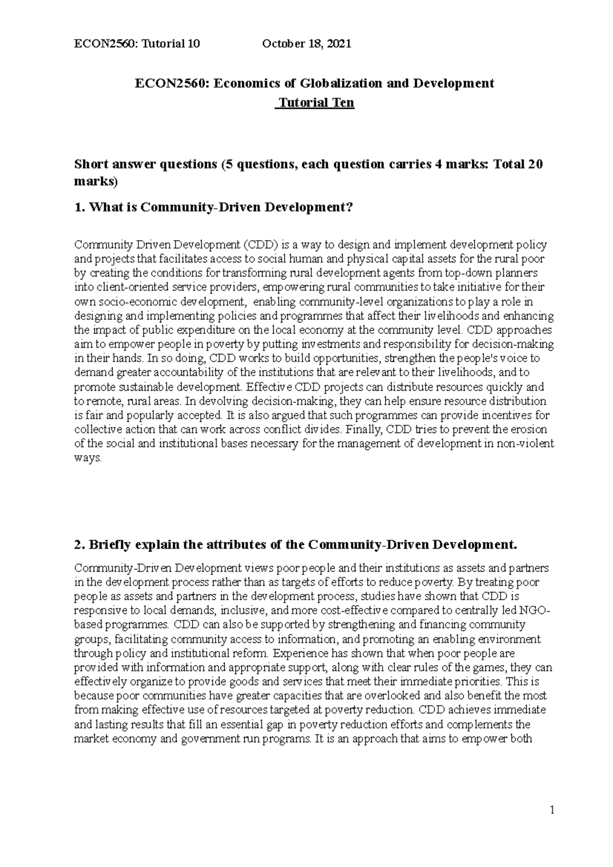 Community Driven Development: Attributes Importance Limitations and ...