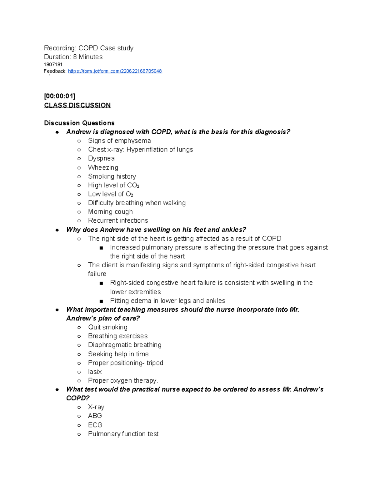 COPD Case study - Recording: COPD Case study Duration: 8 Minutes ...