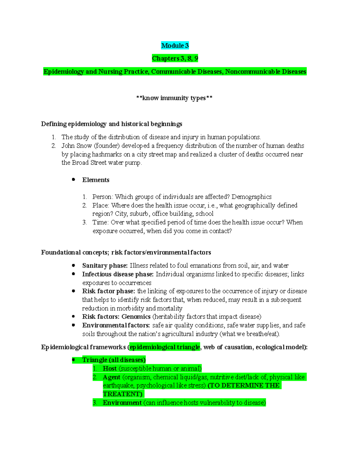EXAM3 community - Module 3 Chapters 3, 8, 9 Epidemiology and Nursing ...