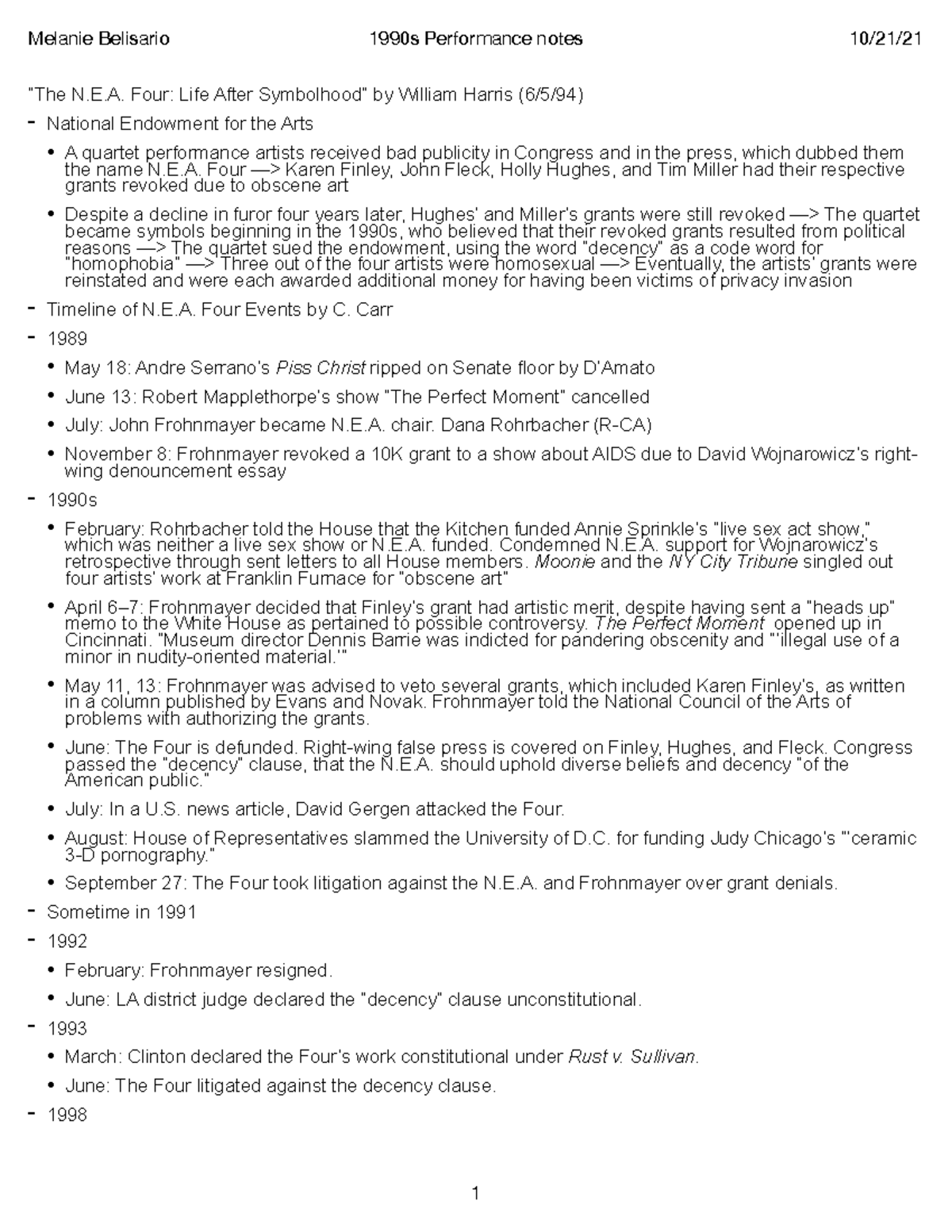 1990s Performance notes - E. Four: Life After Symbolhood” by William ...