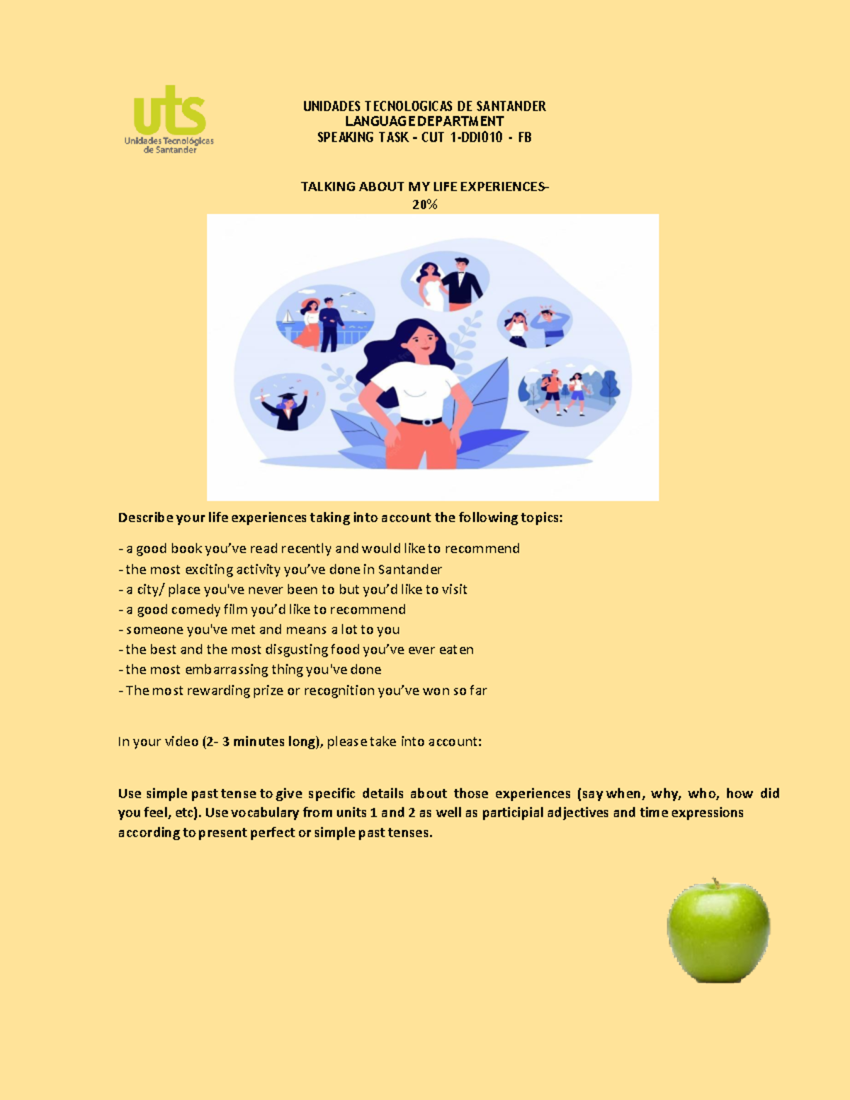 Speaking TASK 1 English 2 2022 2 B - UNIDADES TECNOLOGICAS DE SANTANDER ...