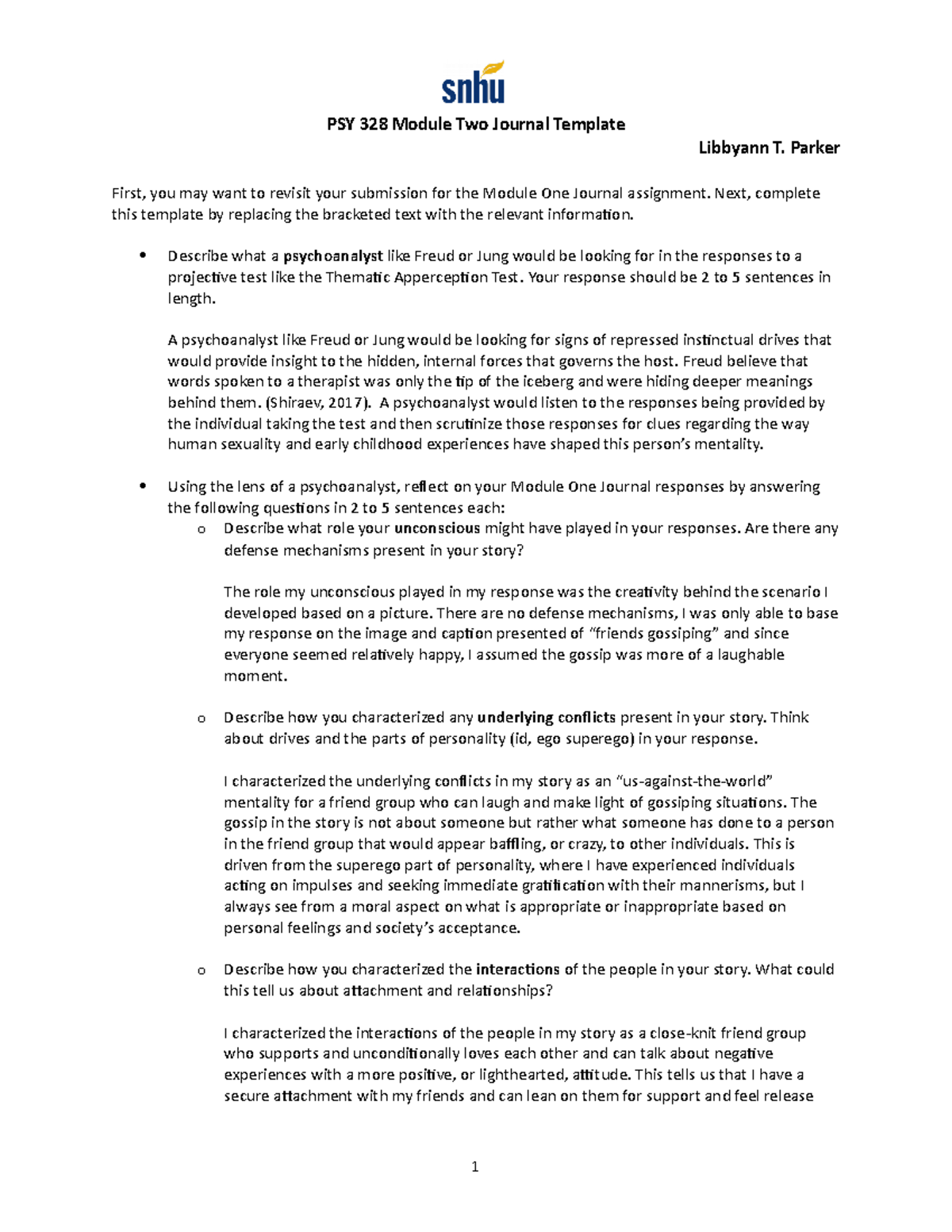 Module 2 Journal PSY-328 - PSY 328 Module Two Journal Template Libbyann ...