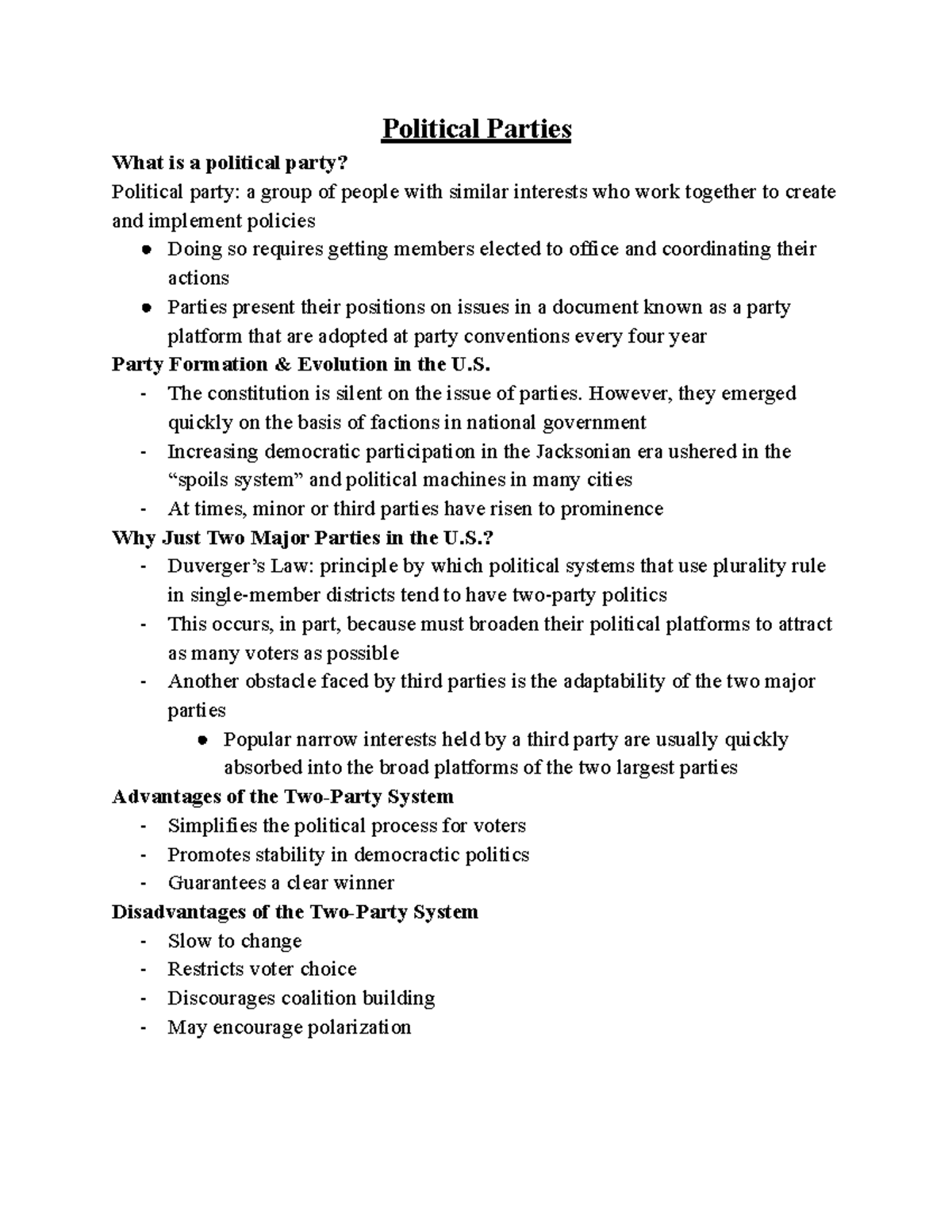 American Gov Notes 2 20 - Tyler Camarillo - Political Parties What is a ...