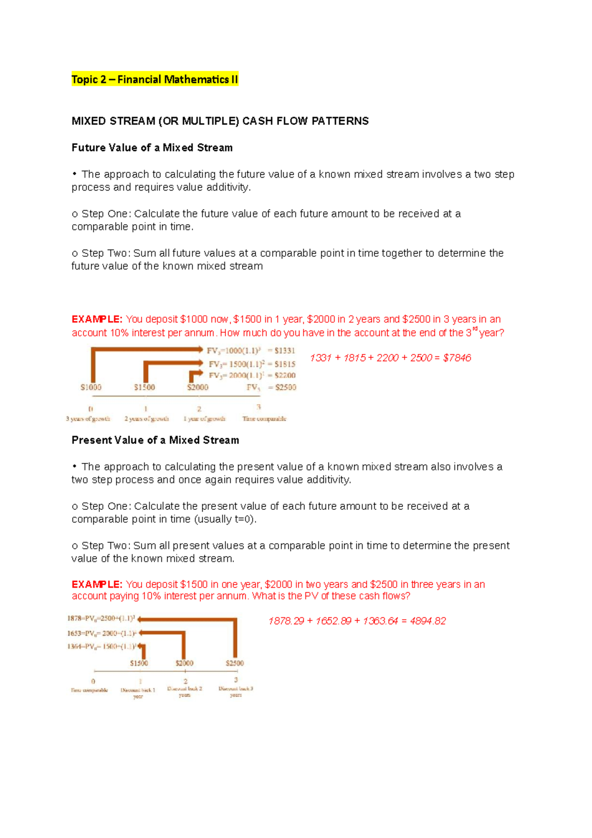 Topic 2 - Notes - Topic 2 – Financial Mathematics II MIXED STREAM (OR ...