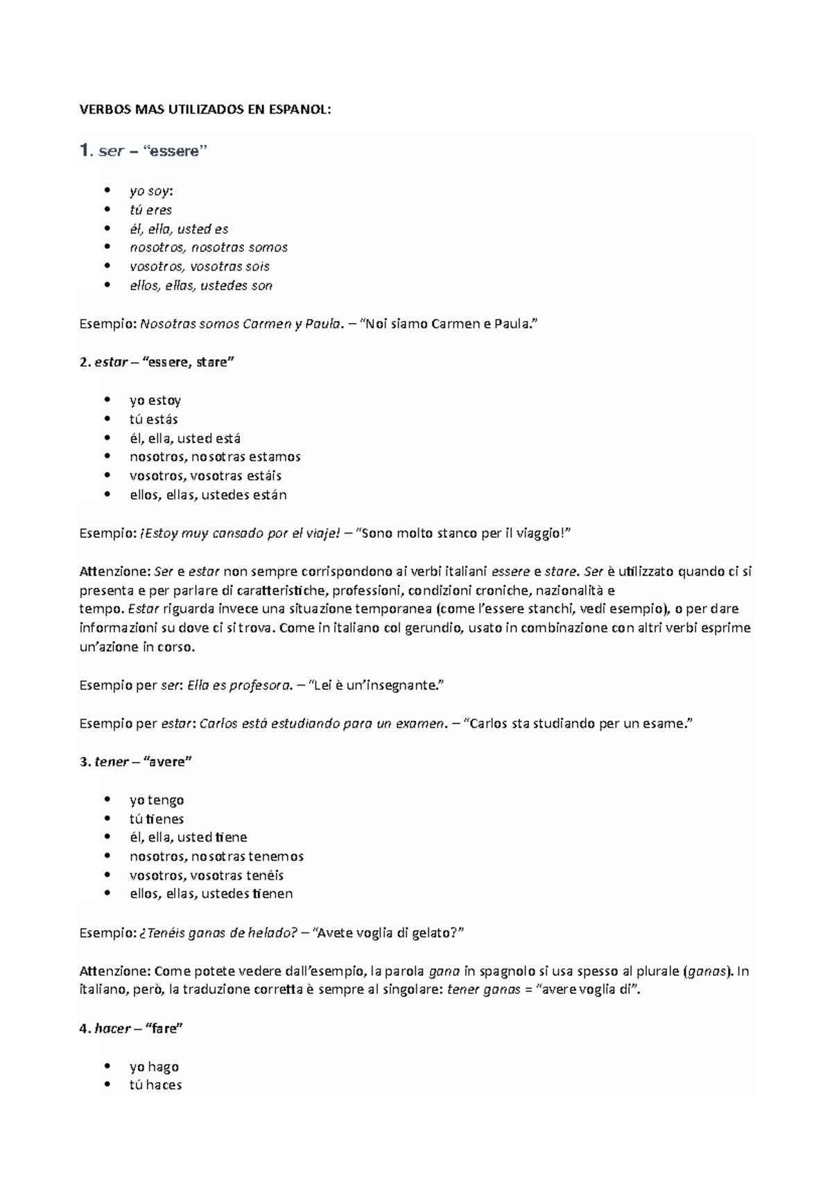 Verbos MAS Utilizados EN Espanol - VERBOS MAS UTILIZADOS EN ESPANOL: 1 ...