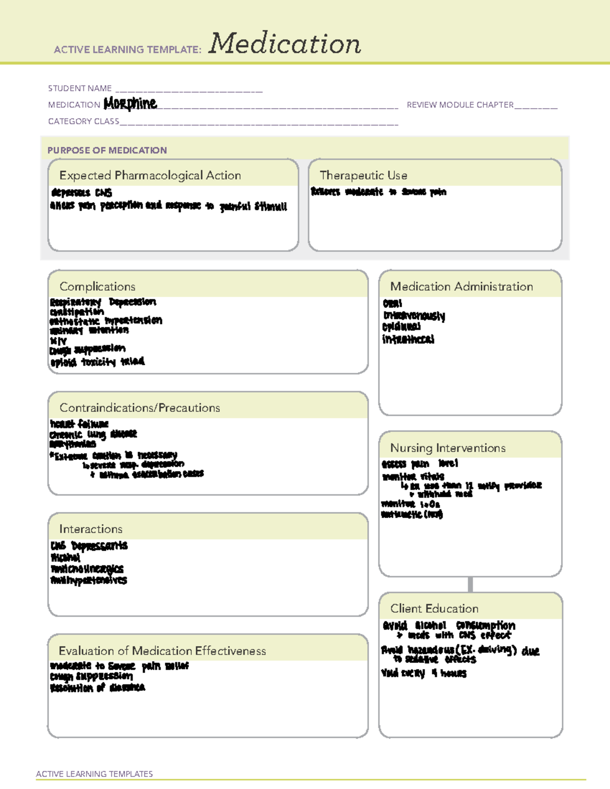 ATI Medication Template - ####### STUDENT NAME