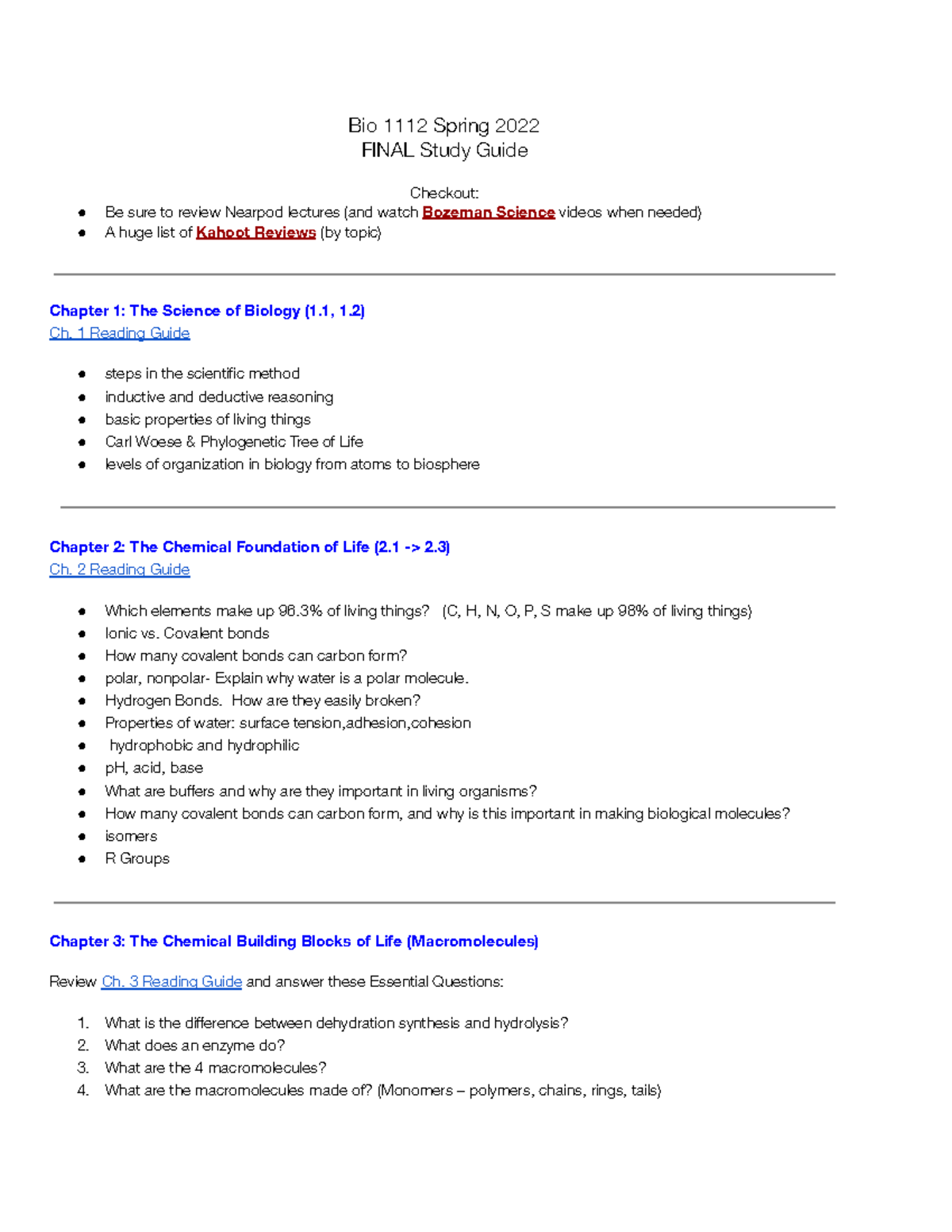 BIO 1112 Final Review sheet - Bio 1112 Spring 2022 FINAL Study Guide ...