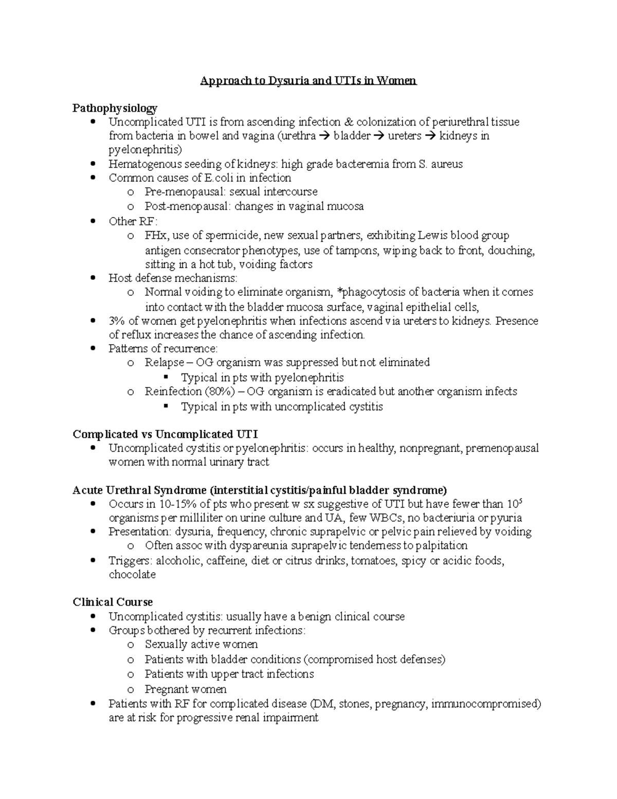 Dysuria UTIs - Approach to Dysuria and UTIs in Women Pathophysiology ...