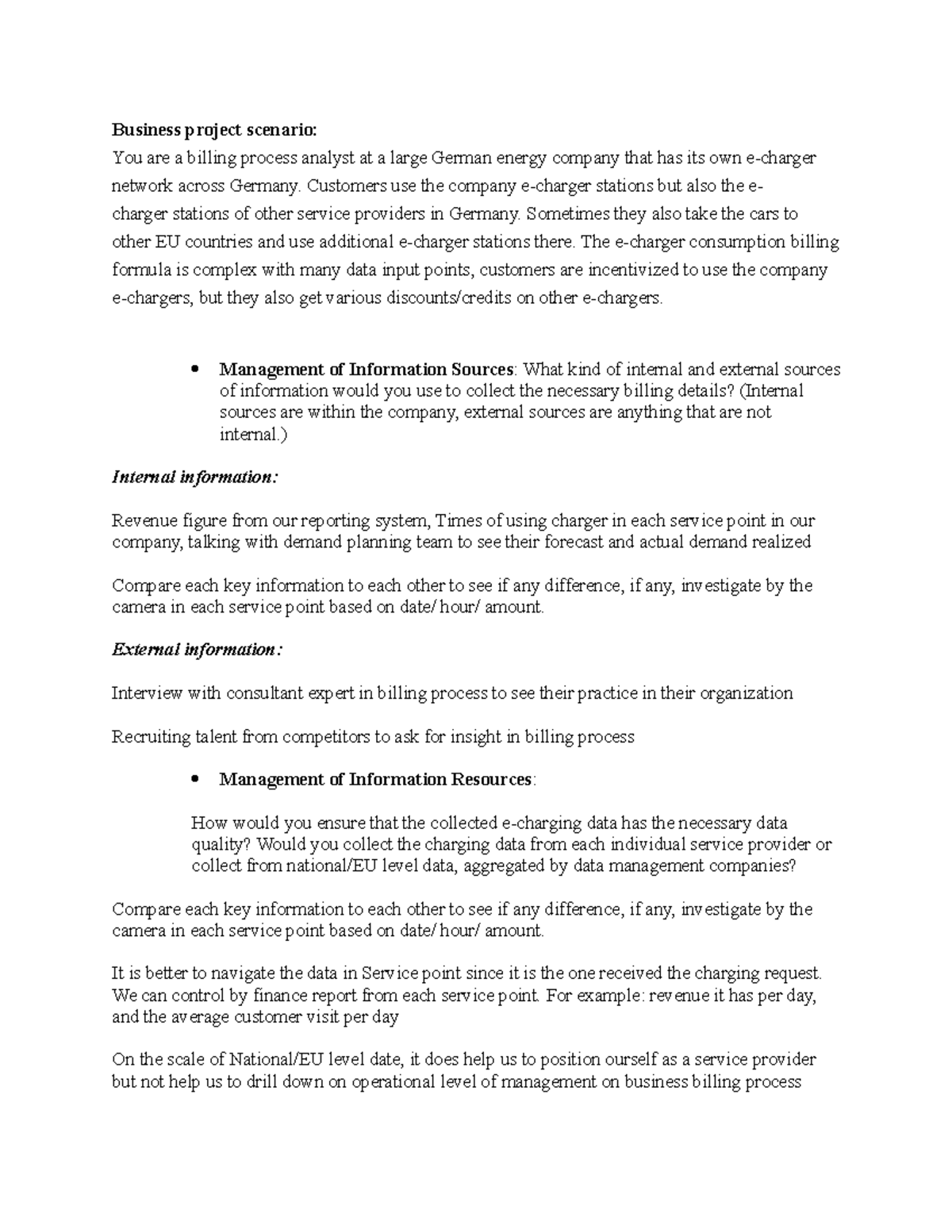 Business project scenario Thi Van Le - Business project scenario: You ...