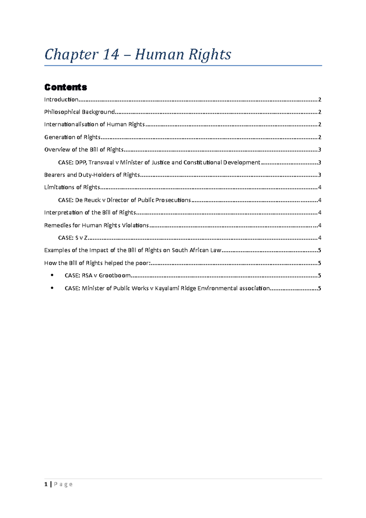 Chapter 14 - Human Rights - - Studocu