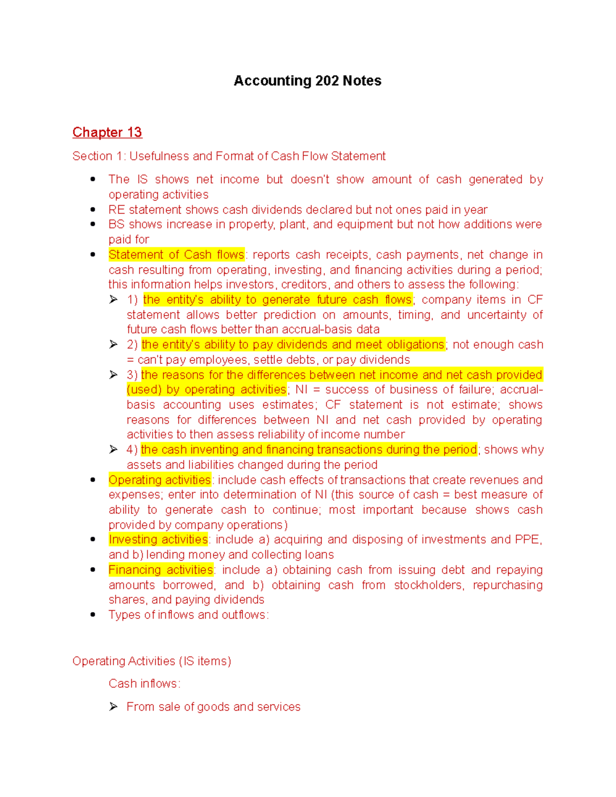 Accounting 202 Notes - Accounting 202 Notes Chapter 13 Section 1 ...