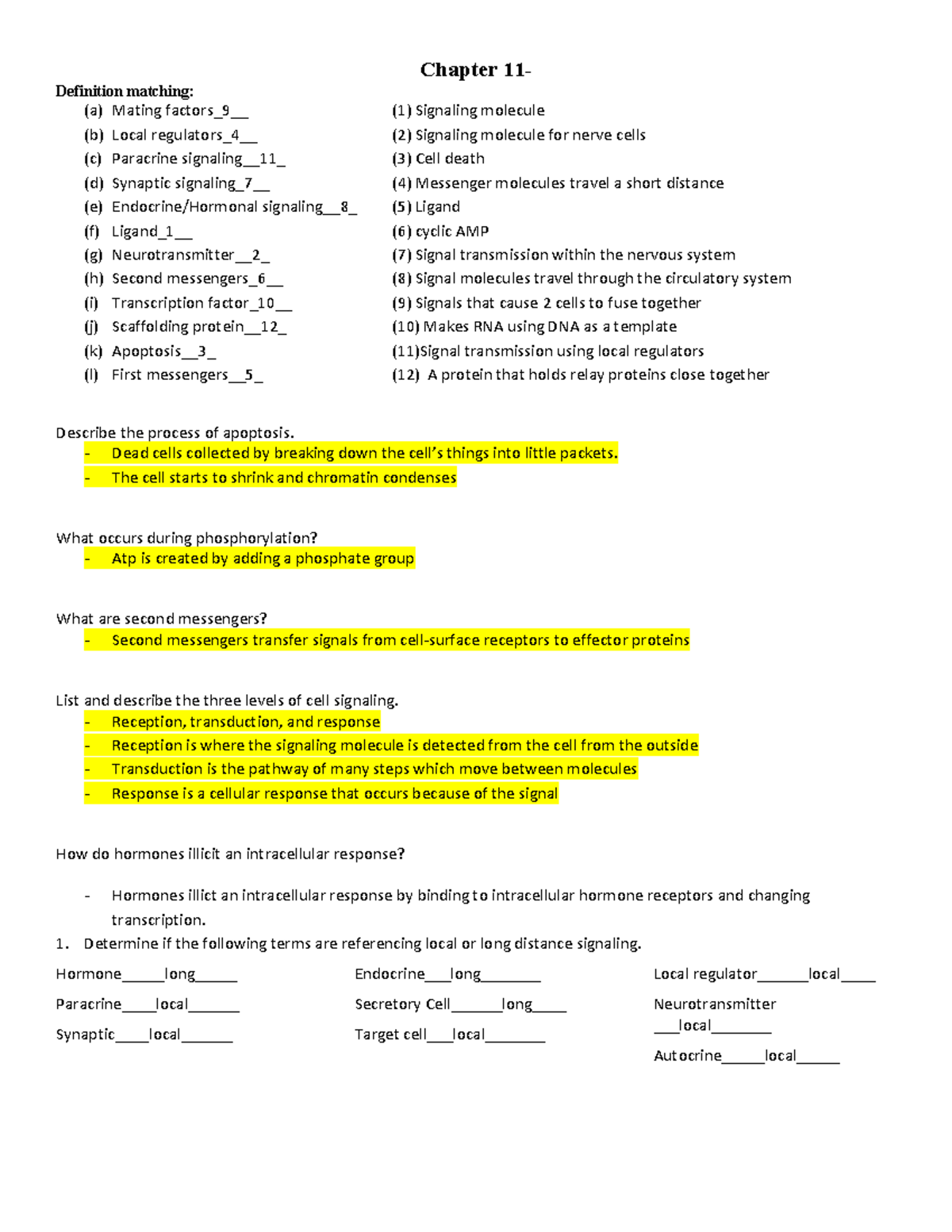 CH 11 HW - BW - chapter 11 HW BIO 181 - Chapter 11- Definition matching: (a) Mating factors_9 ...