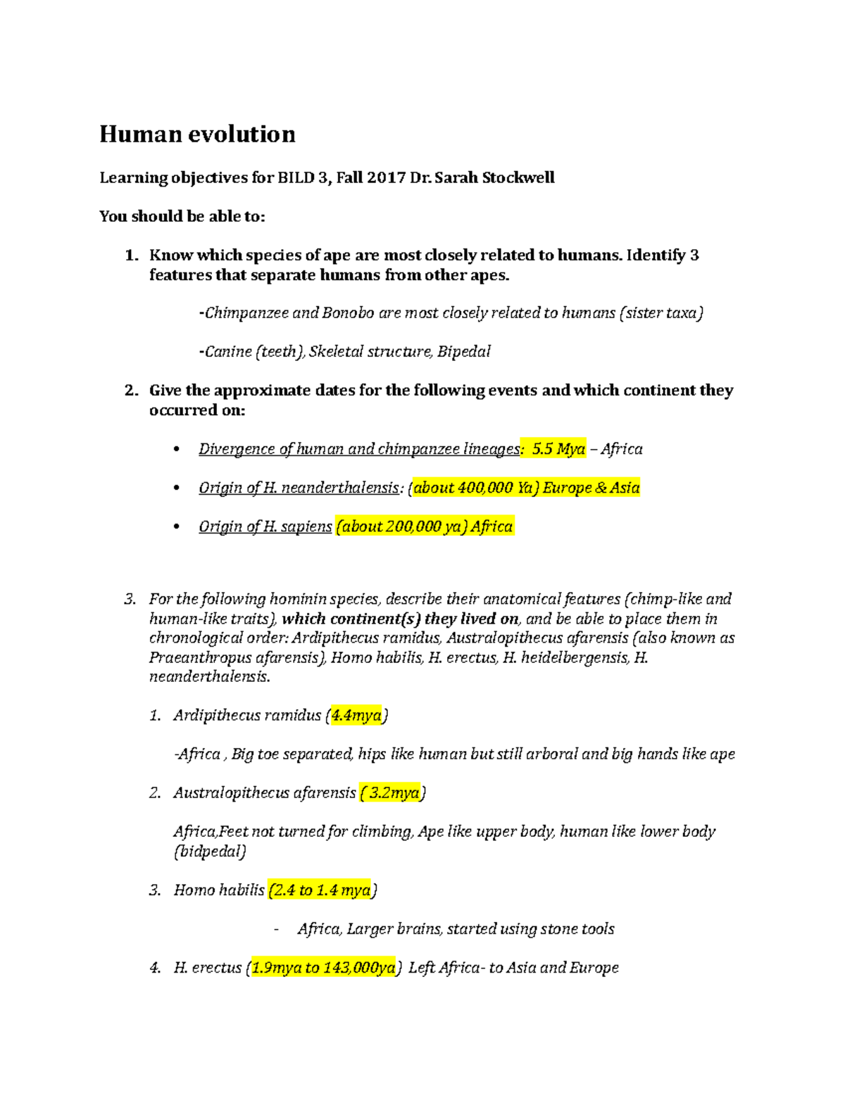Learning Objective- 10. Human evolution - Human evolution Learning ...
