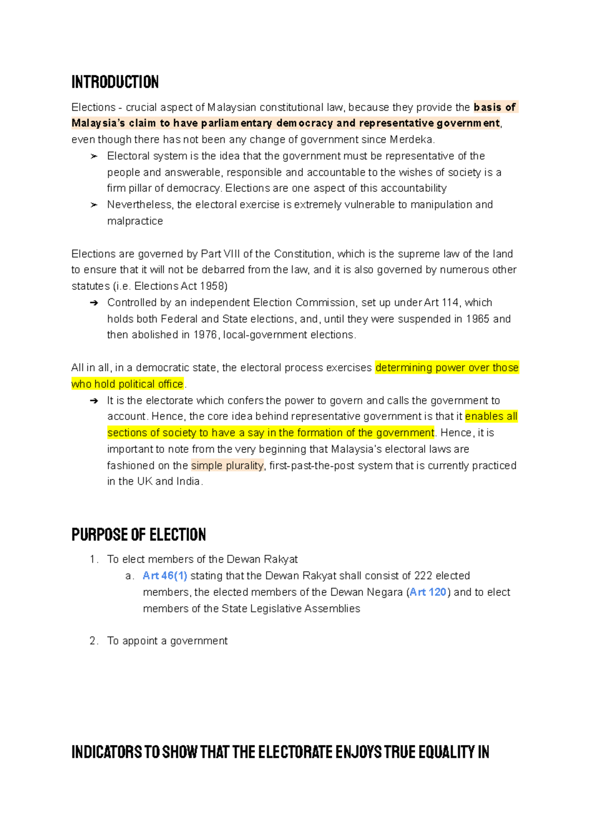 Chapter 9 Electoral System - Introduction Elections - crucial aspect of ...