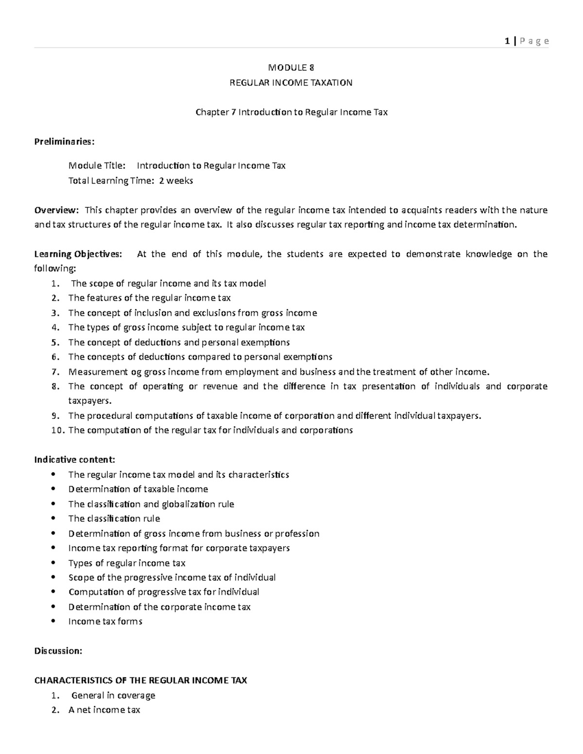 Module-8 income tax - MODULE 8 REGULAR INCOME TAXATION Chapter 7 ...