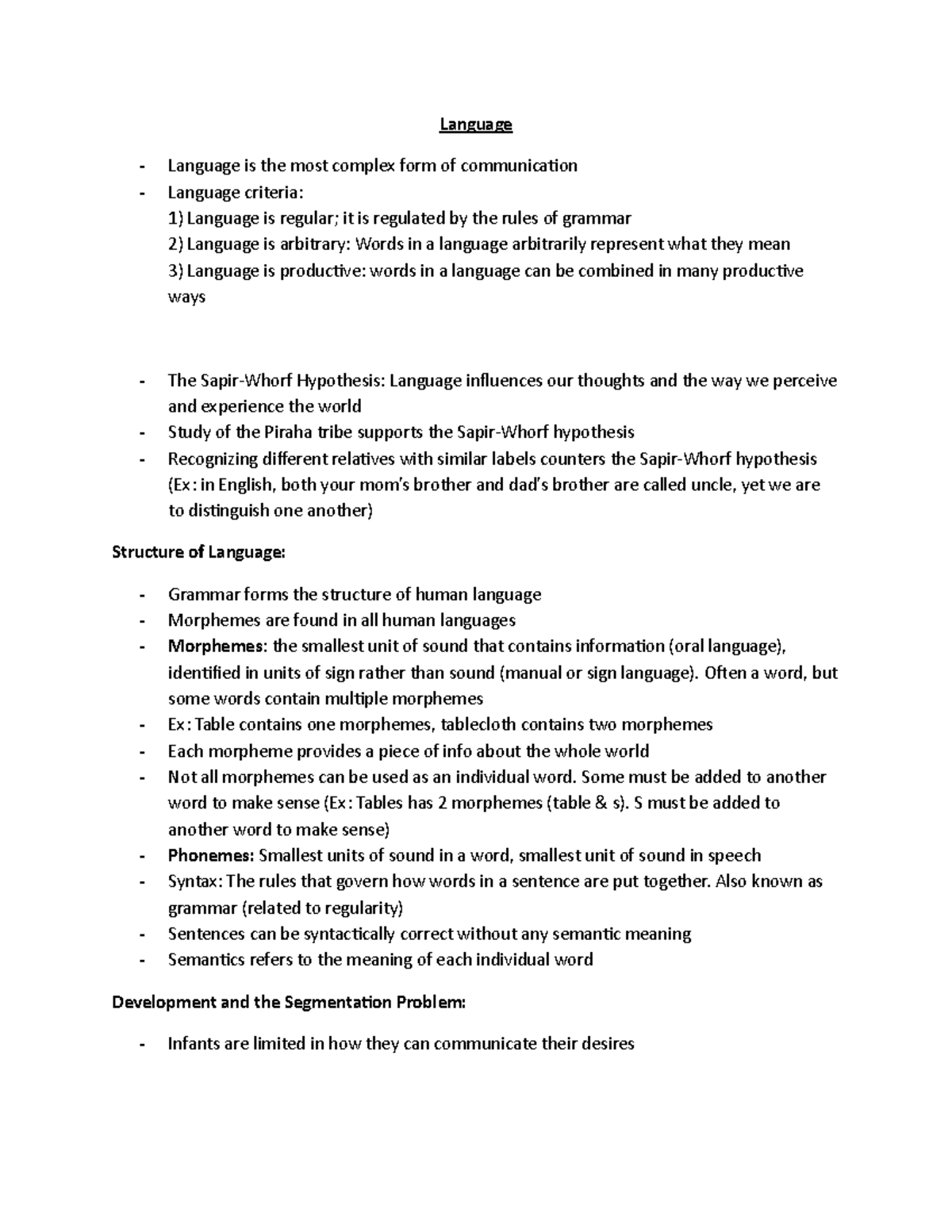 Notes on Language unit - Language - Language is the most complex form ...