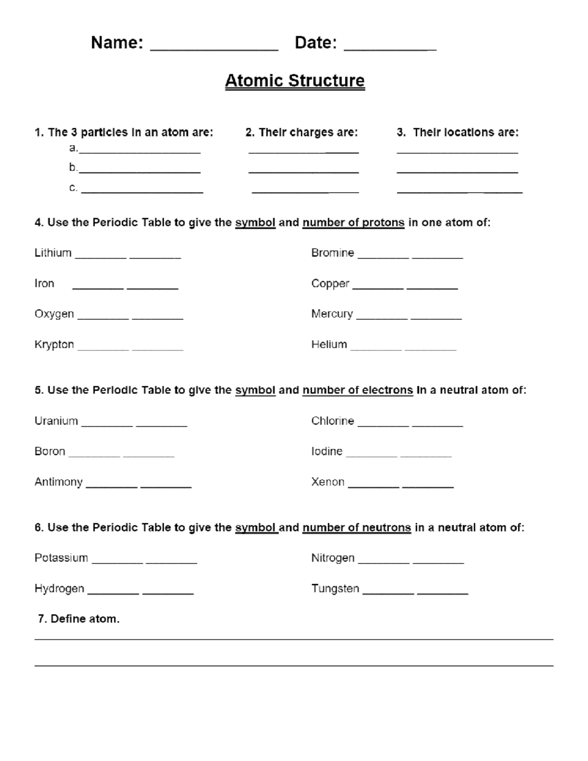 Atoms Quiz-PDF note - Science - Studocu