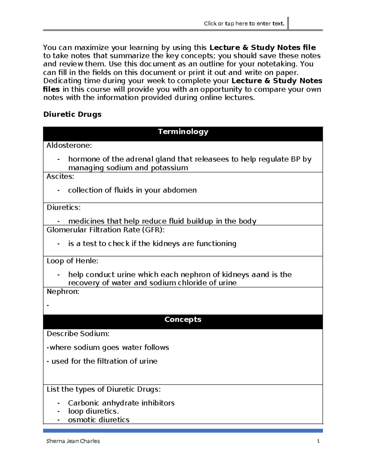 Diuretic drugs - pharm - You can maximize your learning by using this ...