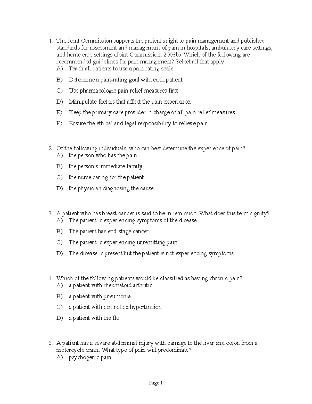 Comfort - Practice questions with answers to help you pass your boards ...