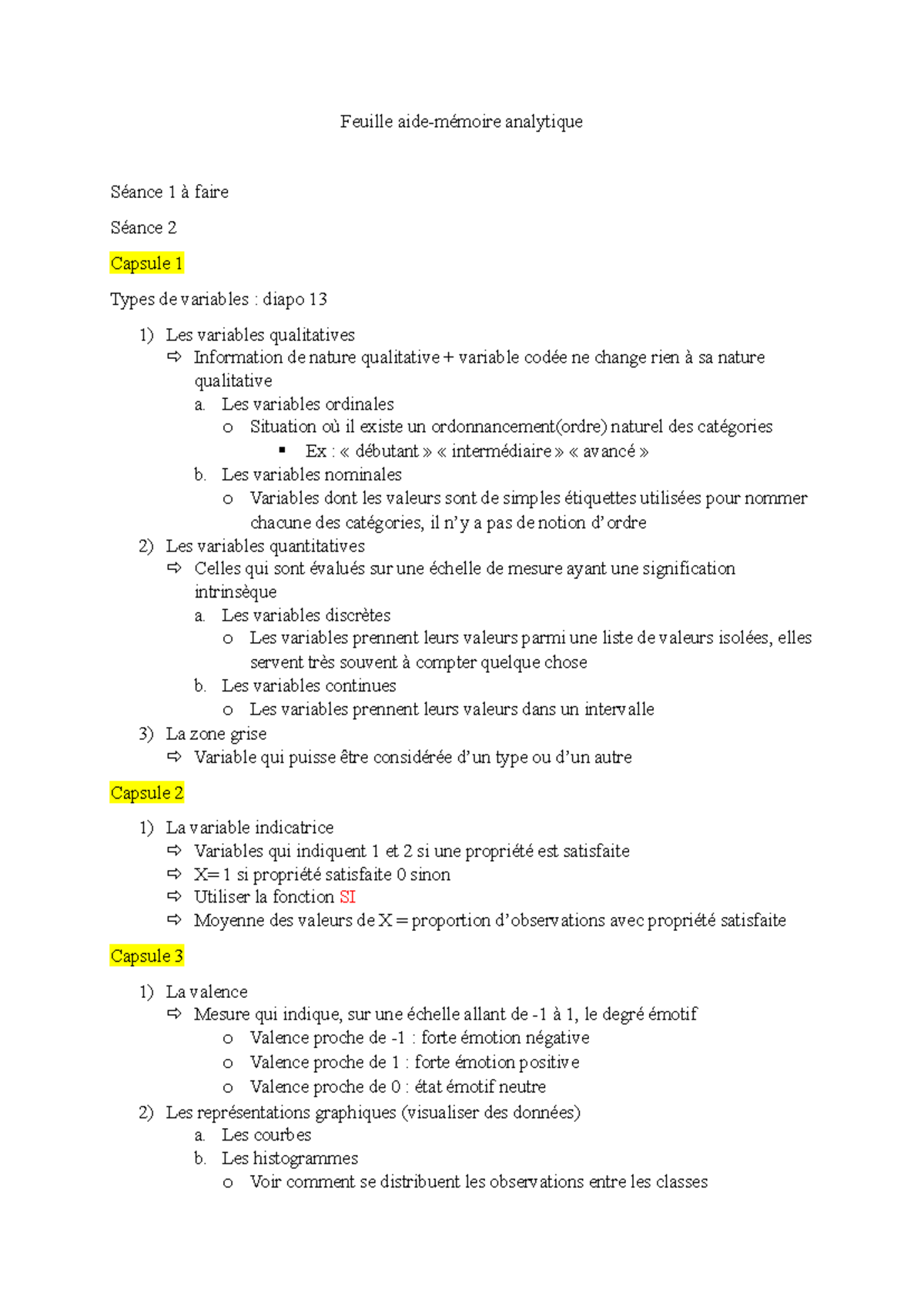 Feuille aide-mémoire analytique - Feuille aide-mémoire analytique ...