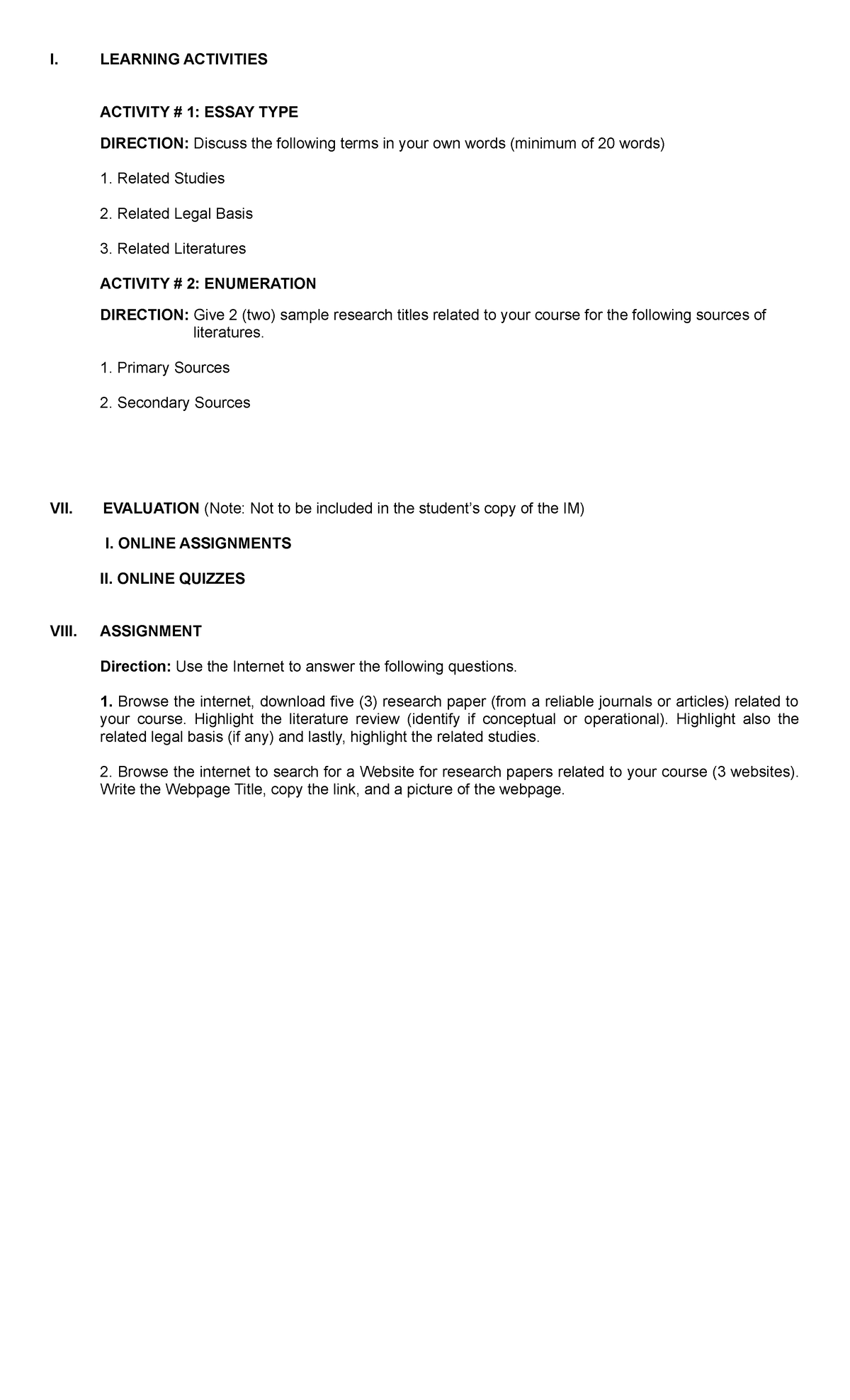 Learning Activities 4 I LEARNING ACTIVITIES ACTIVITY 1 ESSAY 