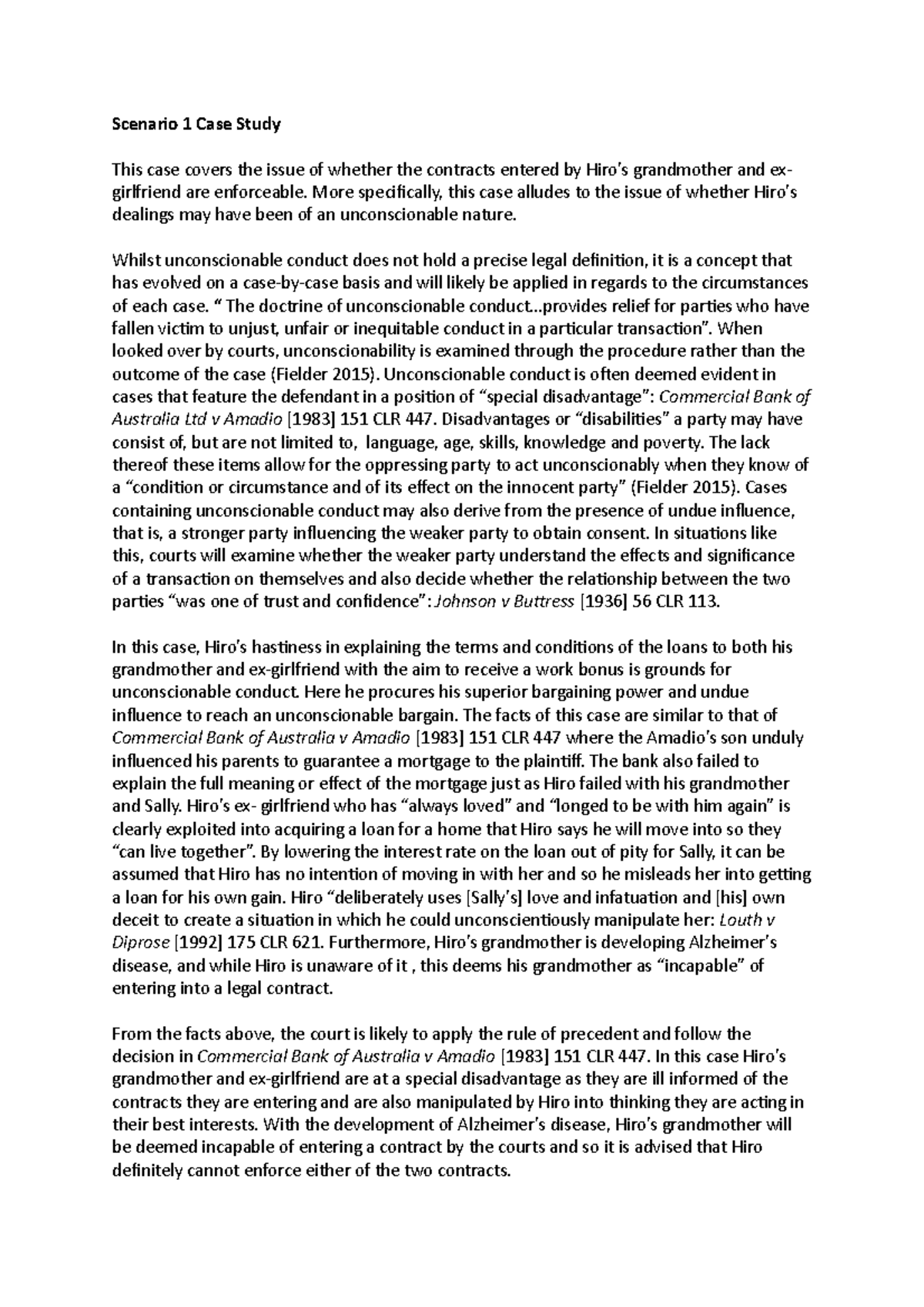 Scenario 1 Case Study - Scenario 1 Case Study This case covers the ...