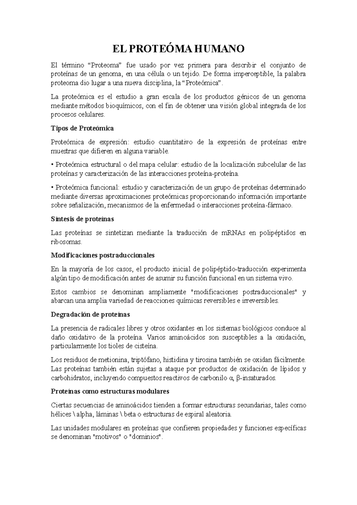 EL Proteóma Humano - El término “Proteoma” fue usado por vez primera ...