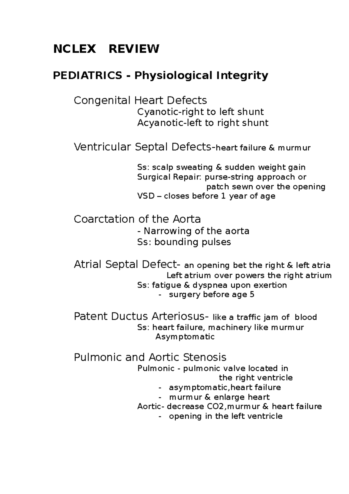 Pdfcoffee - NCLEX RN REVIEWER - NCLEX REVIEW PEDIATRICS - Physiological ...