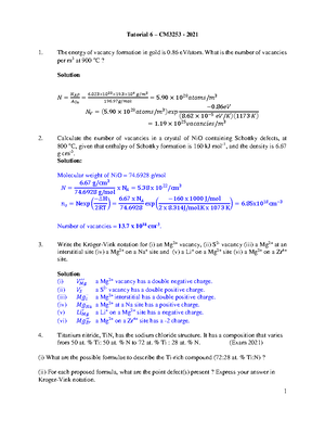 CM3253 - Tutorial 1 - solutions - CM3253 Materials Chemistry, Sem II ...