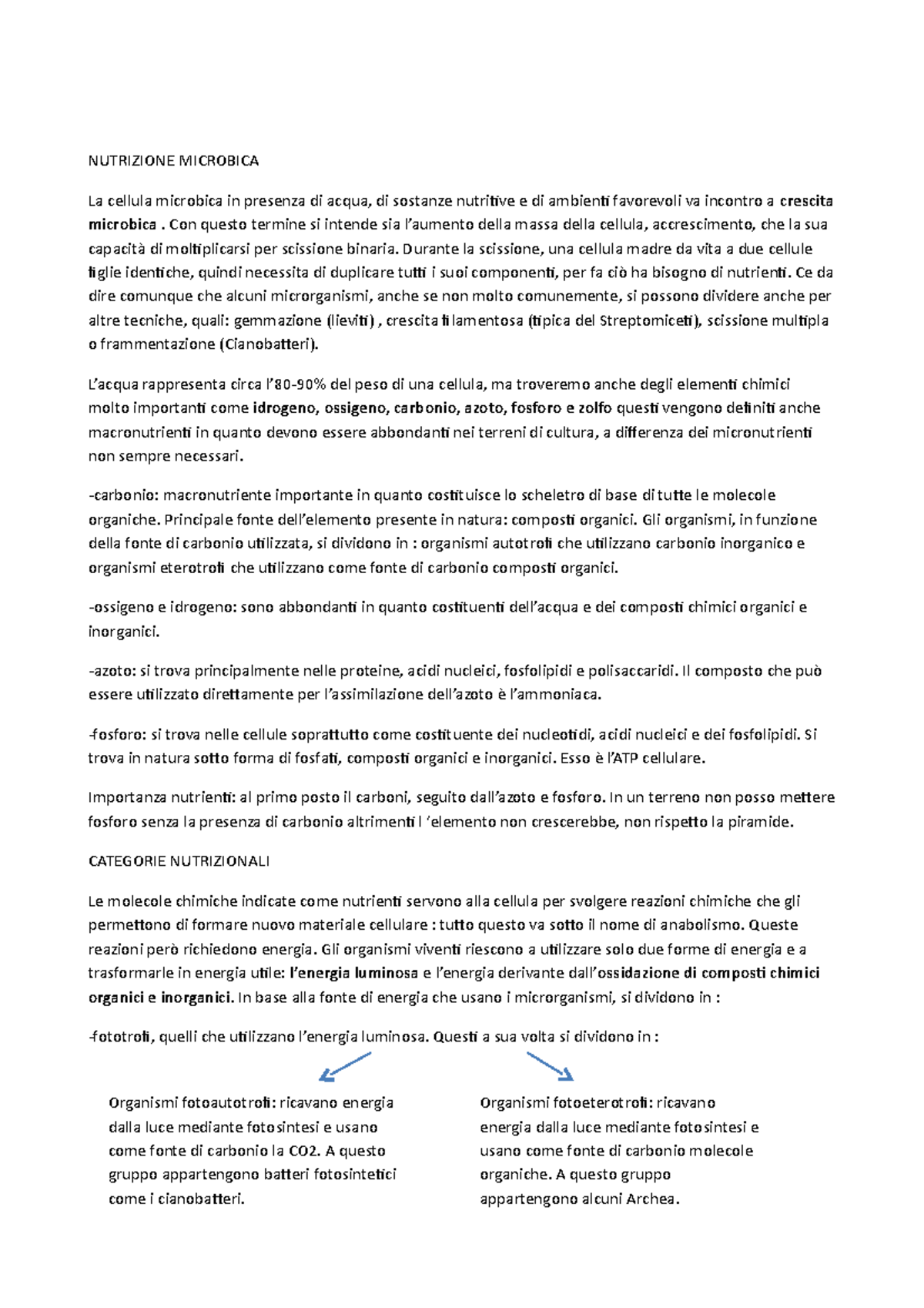 Nutrizione Microbica - Riassunto Microbiologia - NUTRIZIONE MICROBICA ...