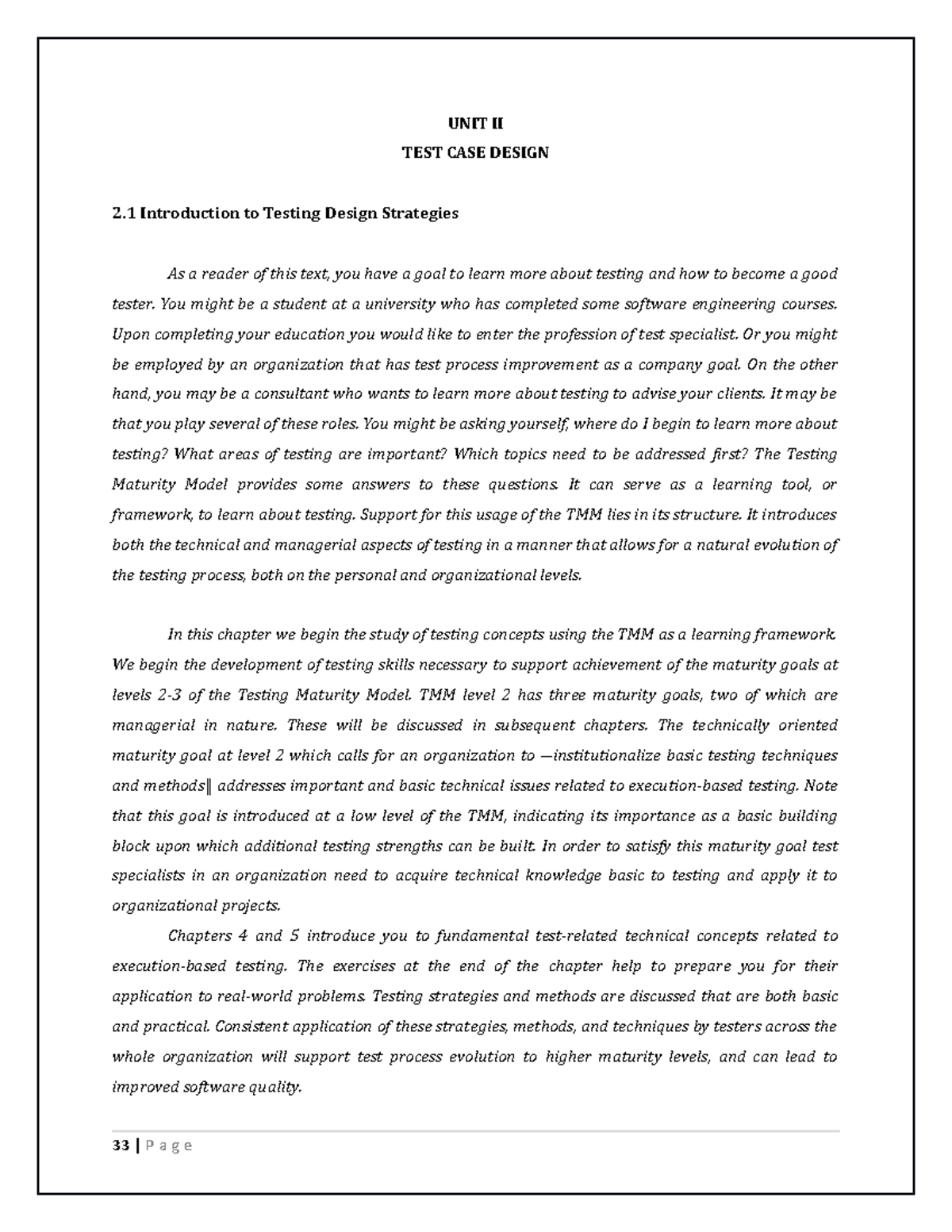 Unit Ii Notes Unit Ii Test Case Design 2 Introduction To Testing Design Strategies As A