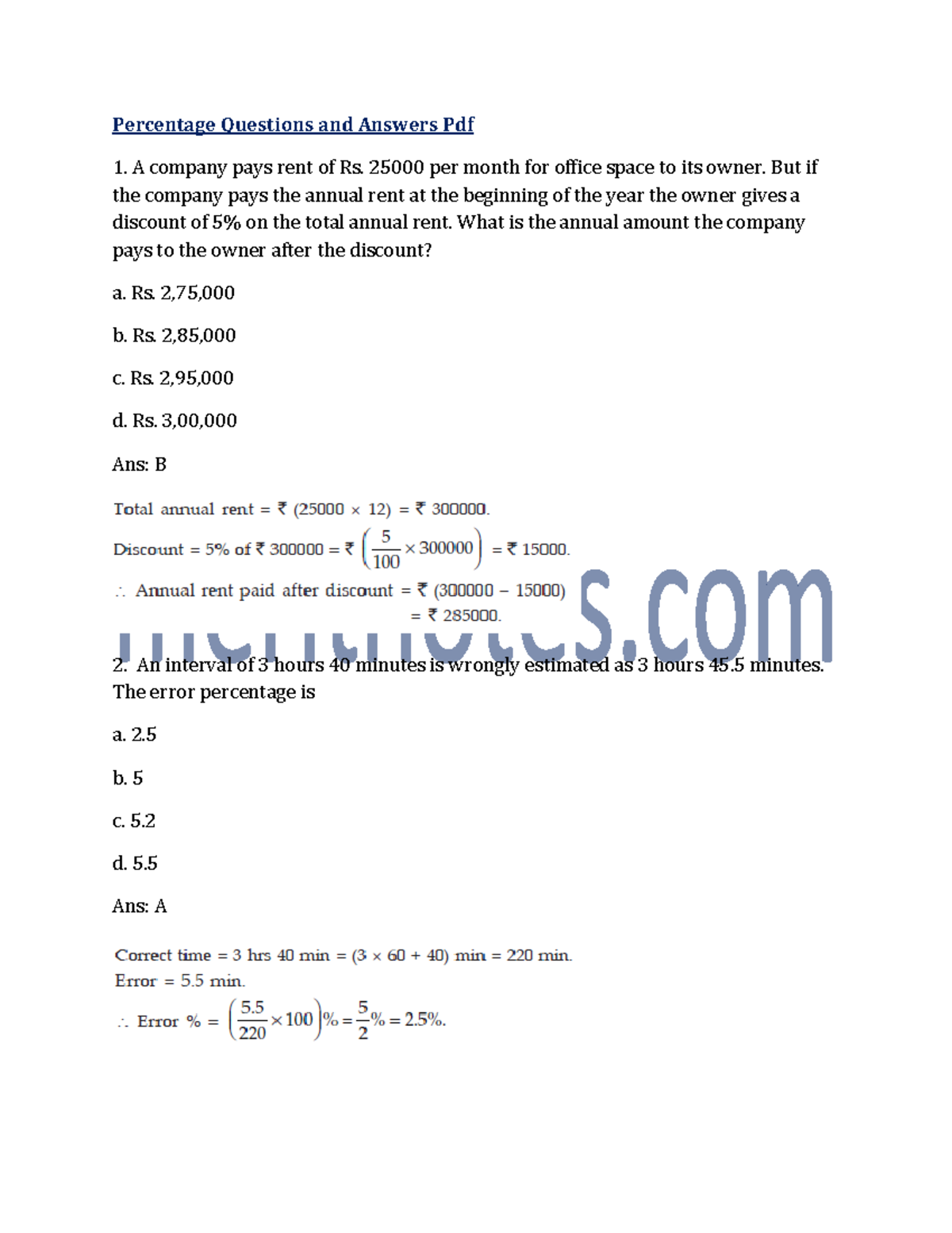 Percentage-questions-answers - Percentage Questions and Answers Pdf A ...
