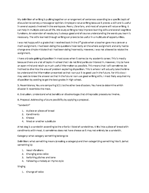 ENG 106 MWF Definition Essay Outline - Definition Essay Cheat Sheet ...