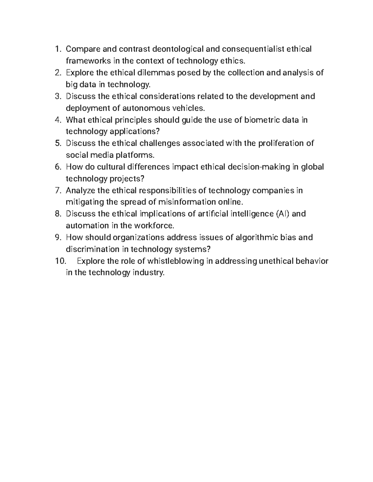 Ethics In Technology - Compare and contrast deontological and ...