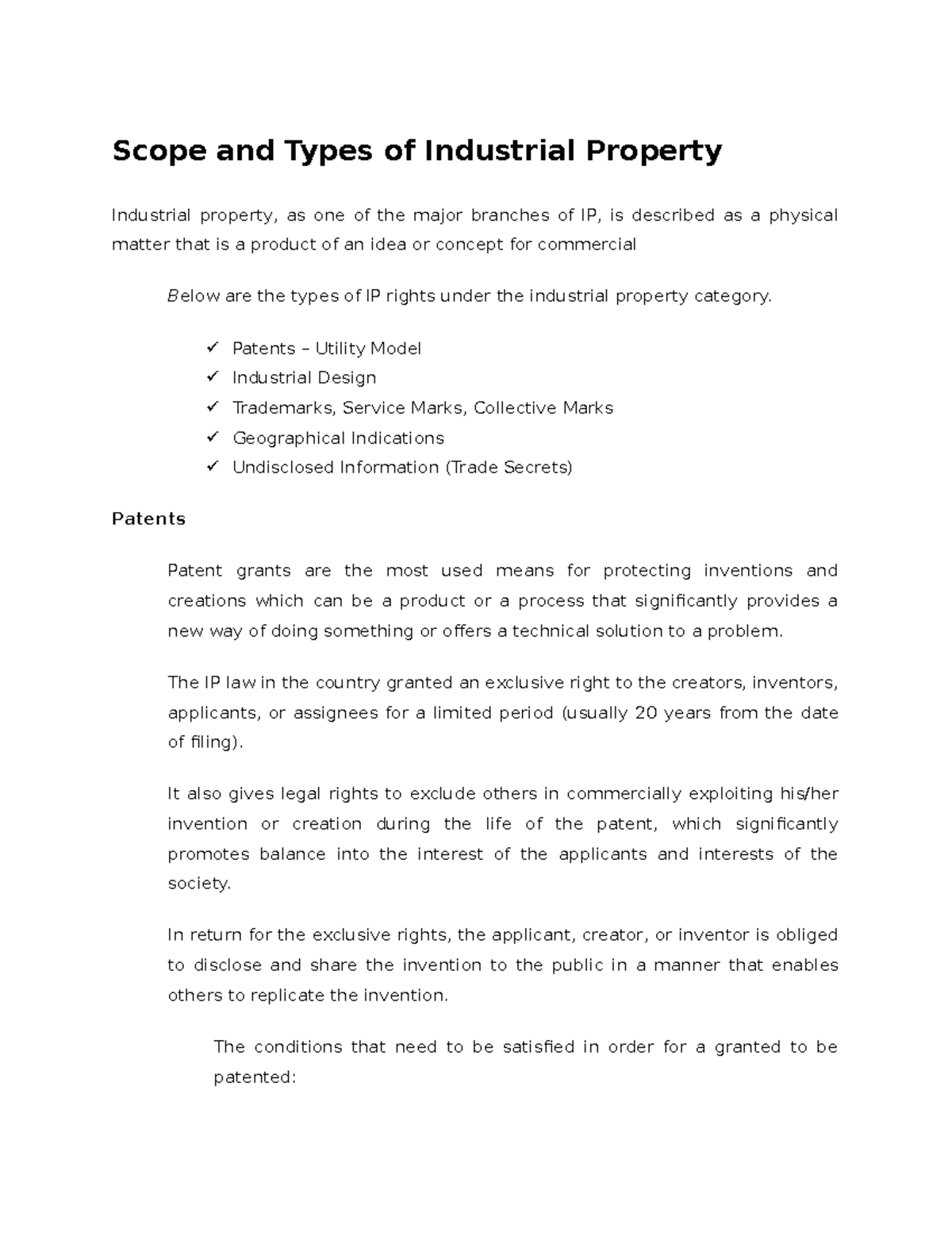 Scope and Types of Industrial Property - Scope and Types of Industrial ...